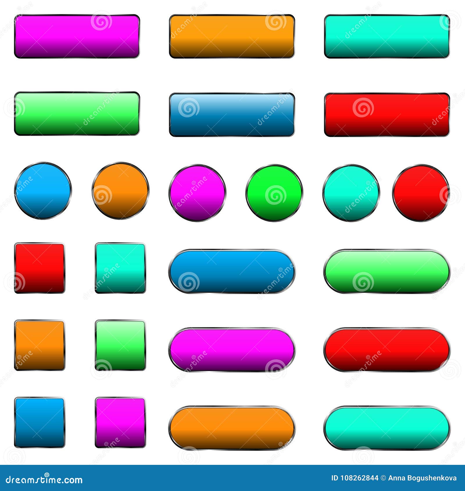 Vector Illustration of Web Elements Button Set Stock Vector - Illustration of menu, colorful ...