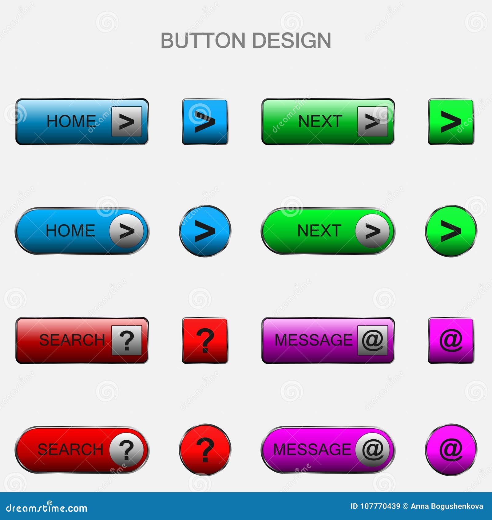 Vector Illustration of Web Elements Button Set Stock Vector ...