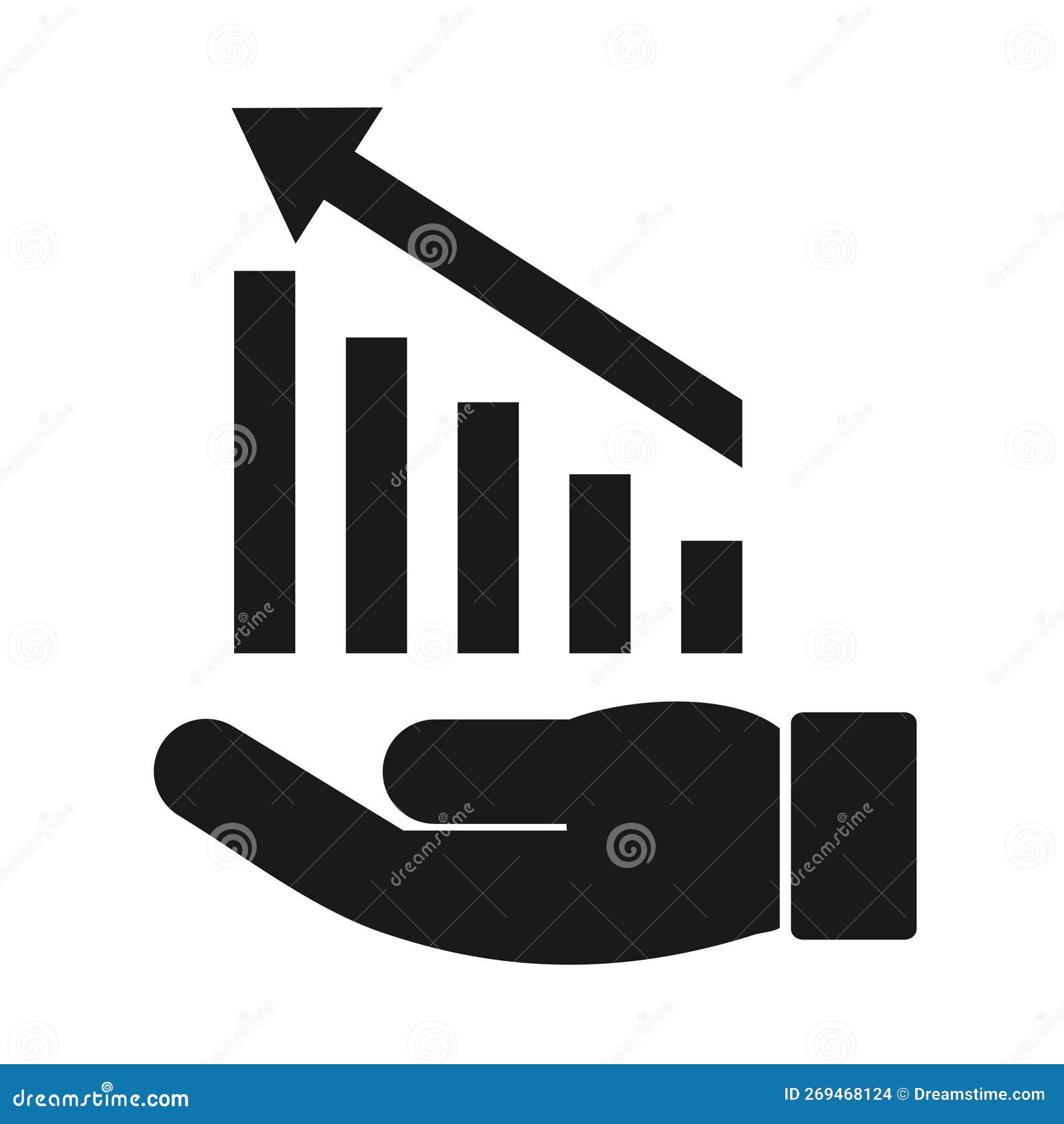 Vector Illustration, Web Icon of a Growth Chart and a Hand. Isolated ...