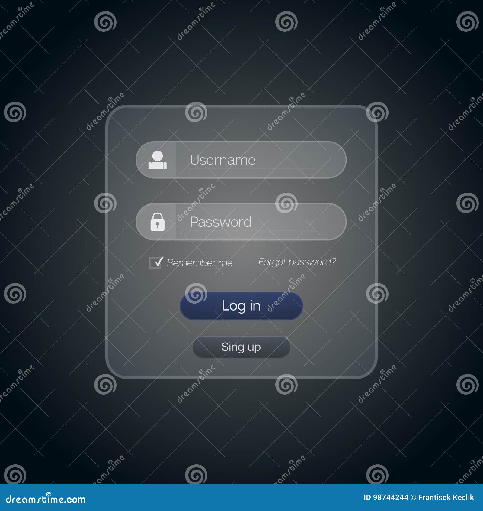 Web Login Screen Frame. Glossy Template of Modern UI Stock Vector ...