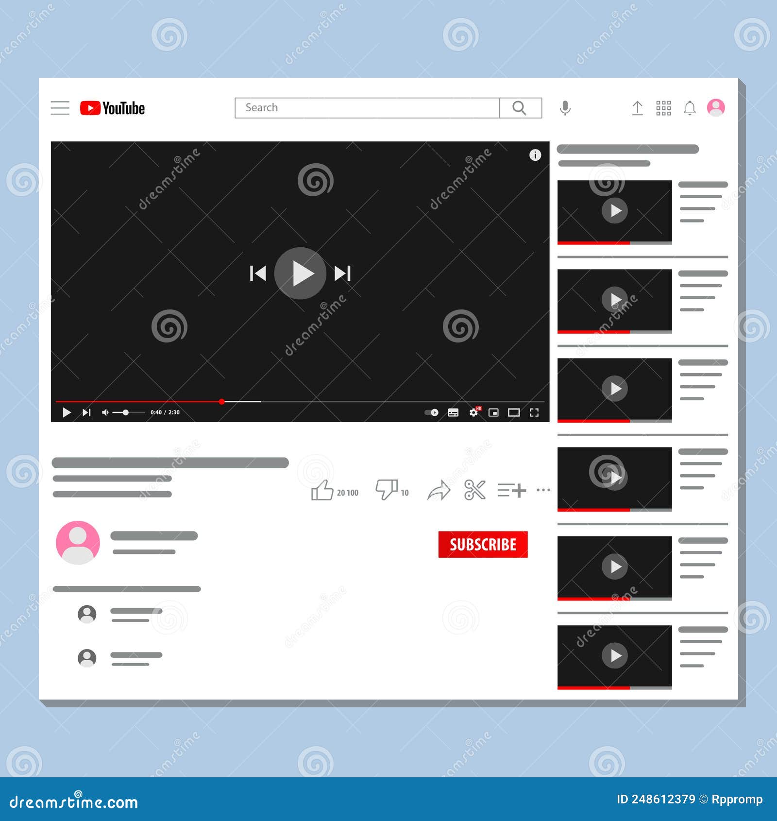 Vector Illustration of Web Page View Video White Stock Vector ...