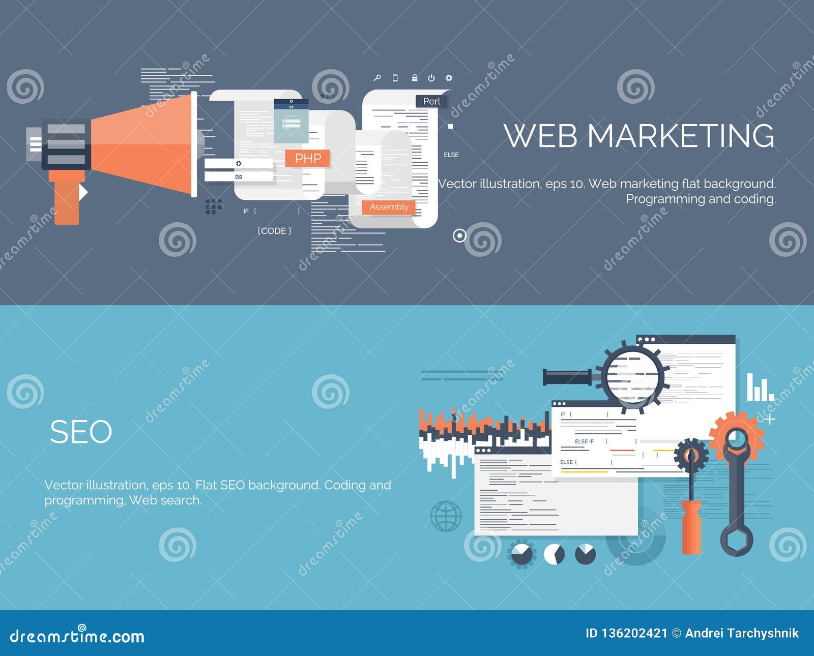 Vector Illustration. Web Search. Flat Computing Background. Programming ,coding. Development ...