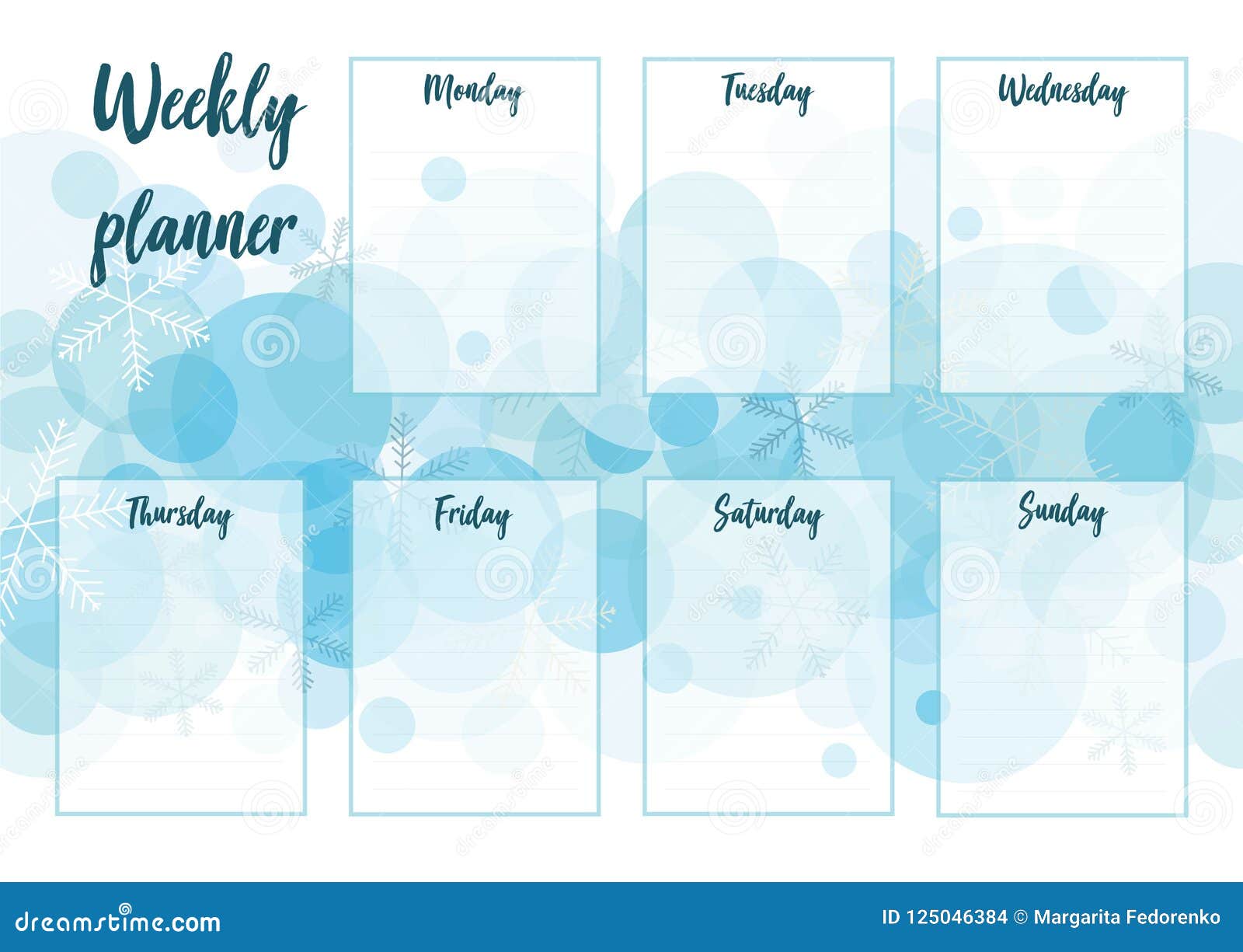 Weekly planner stock vector. Illustration of friday - 125046384