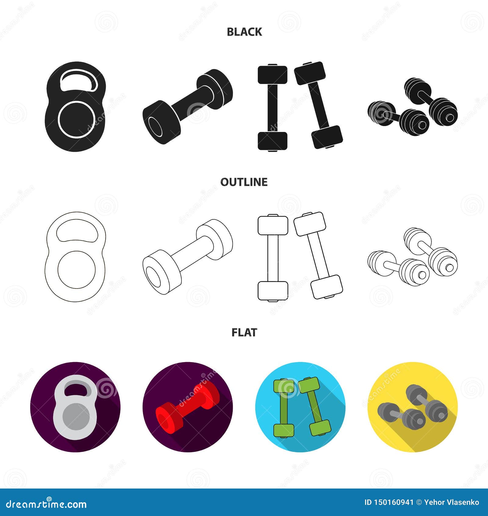 Vector Illustration of Weight and Lifting Symbol. Set of Weight and ...