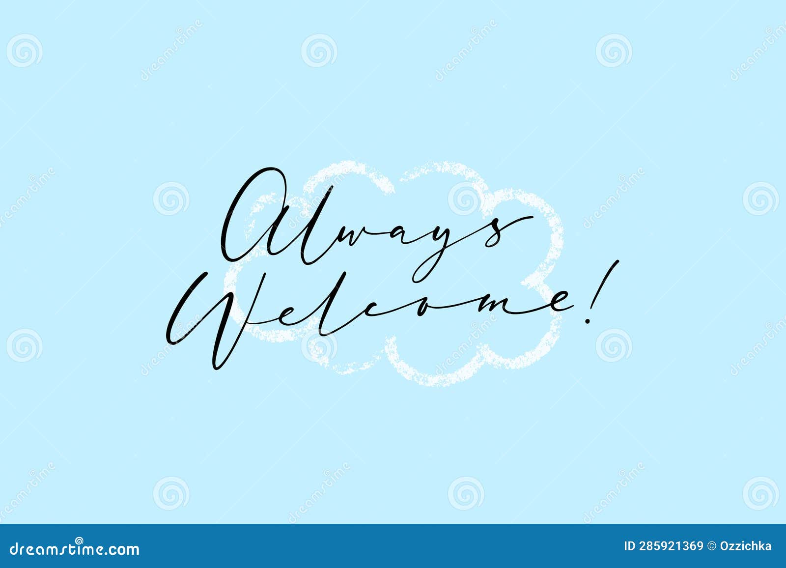 Vector Illustration. always Welcome Horizontal Elegant Banner on Blue ...