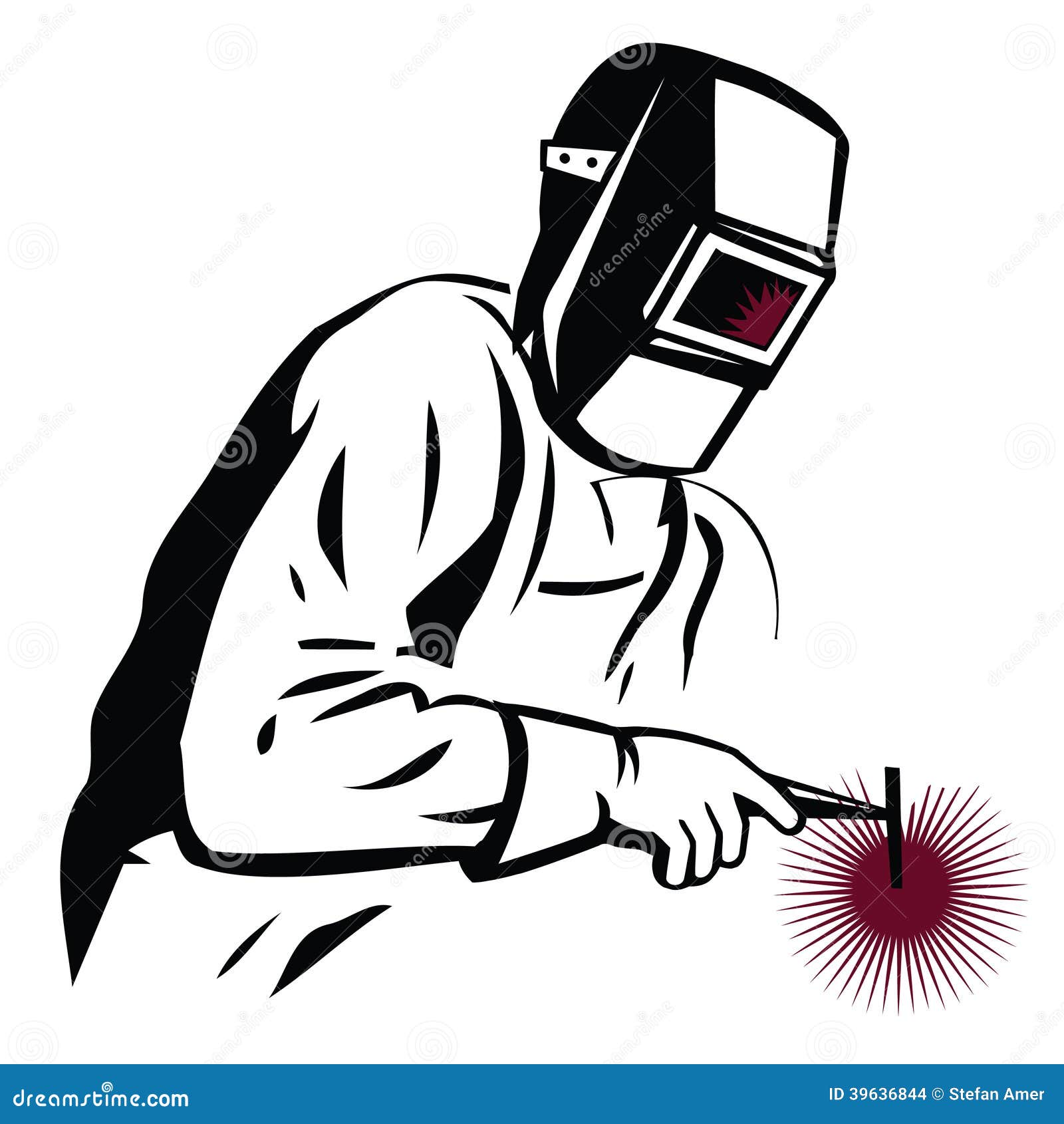 Vector Illustration Of A Welder At Work Welding For Company Stock