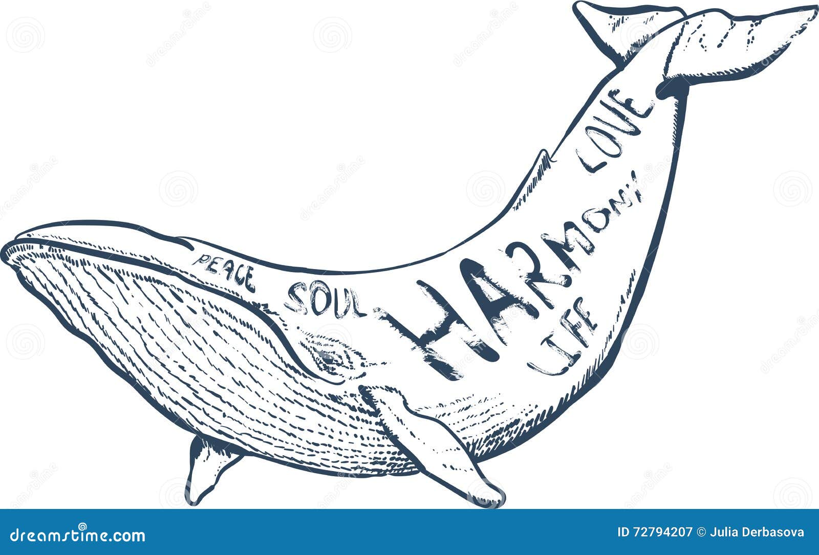 Vector Illustration with Whale, Nautical Hand Drawn Lettering, Stock ...
