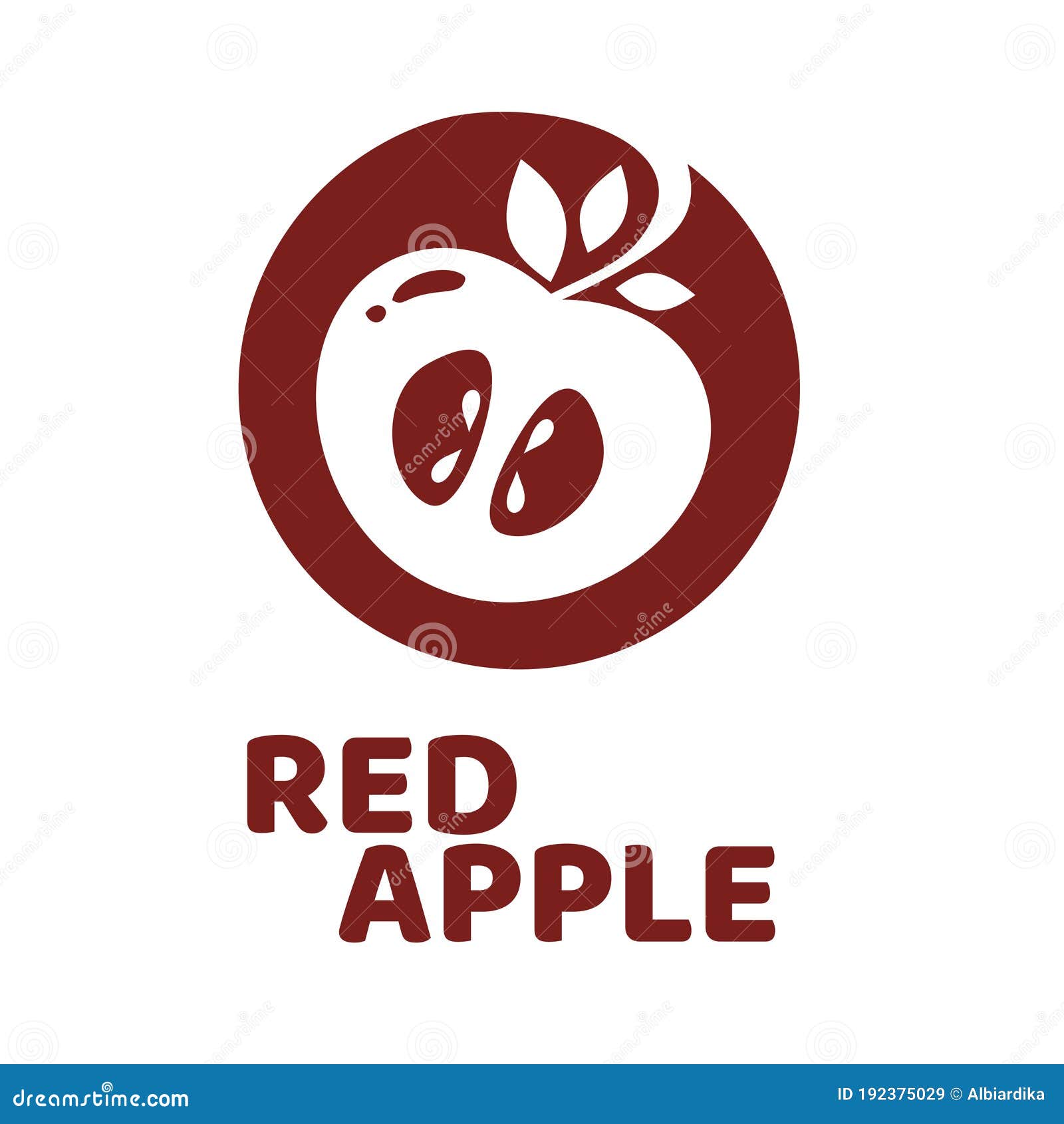 White Apple Fruit in Red Circle Logo Concept Design Vector Stock Vector ...
