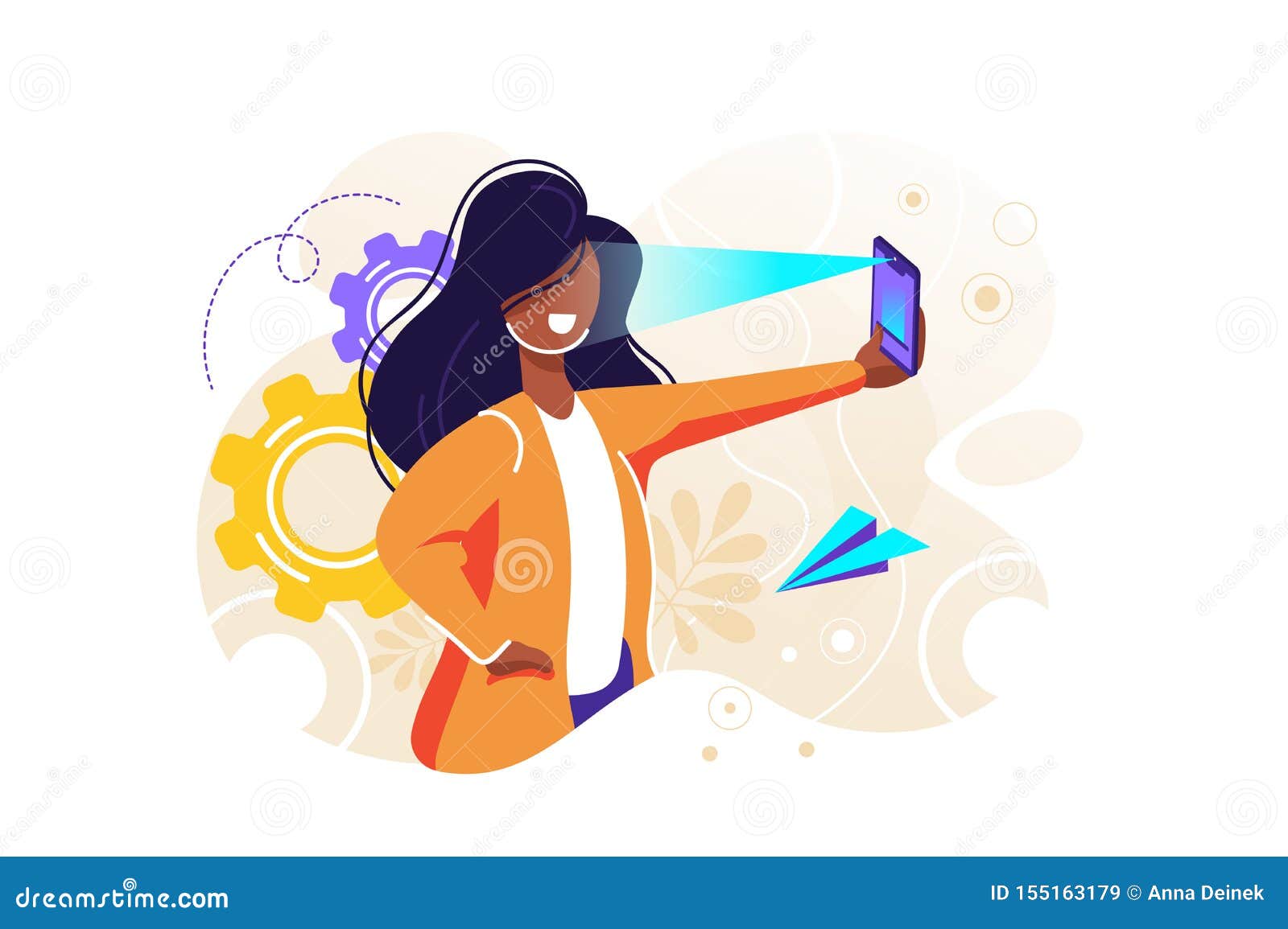 Face recognition using stock vector. Illustration of cartoon - 155163179