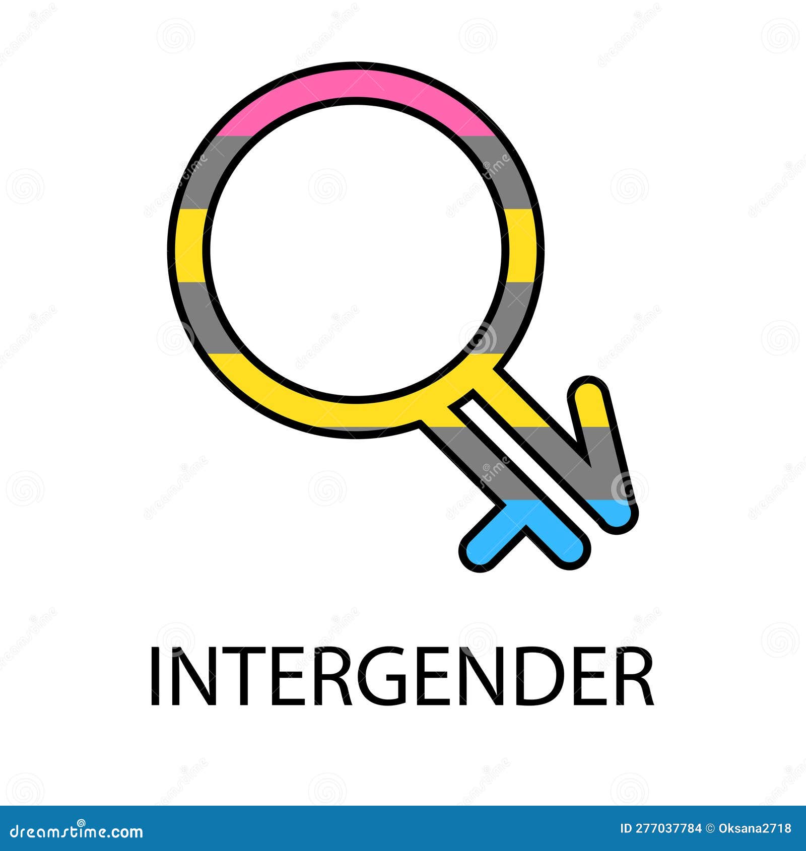 Flag Of Intergender Waving In The Wind At Cloudy Sky. Freedom An ...