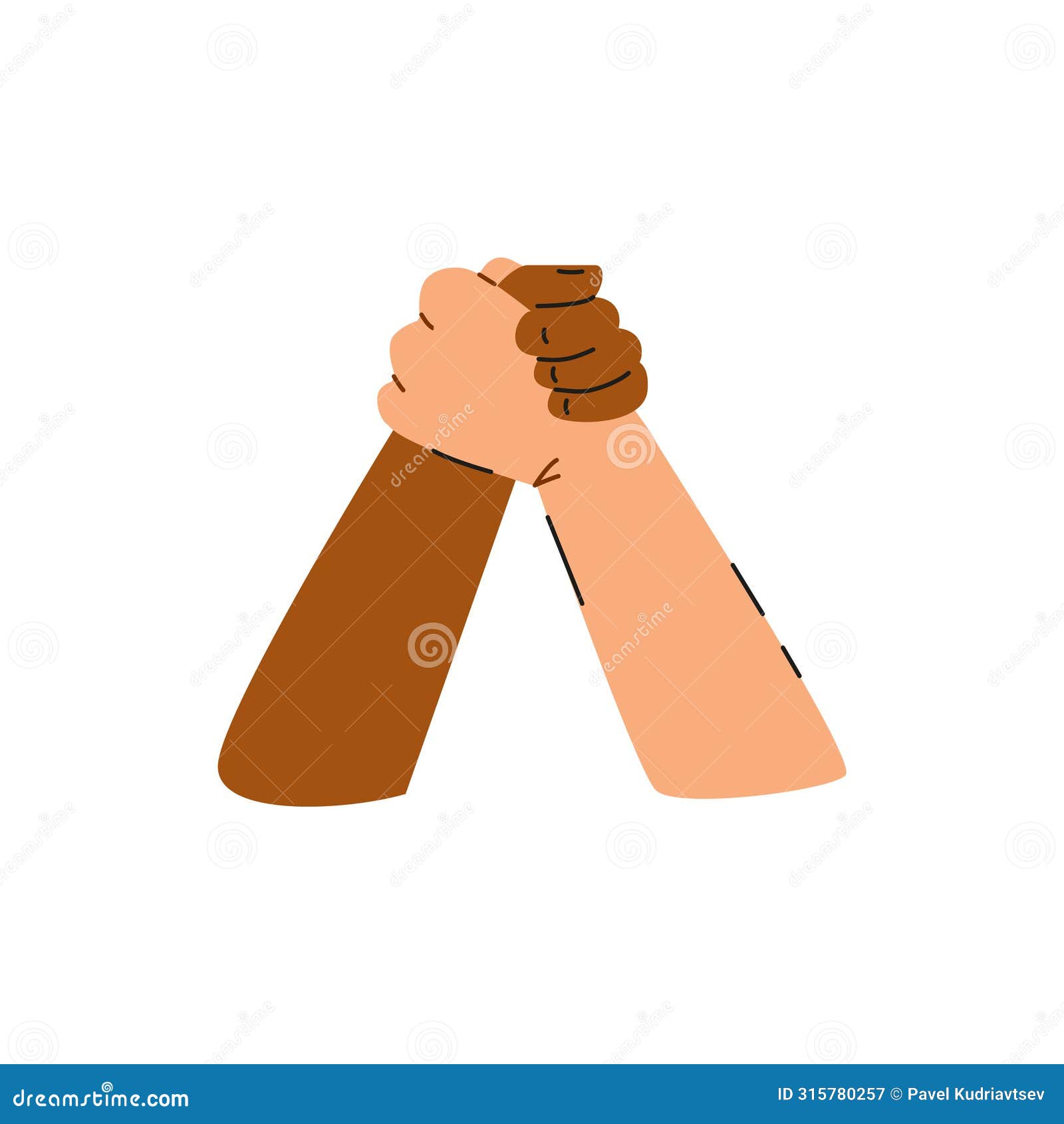 Vector Illustration on a White Background of Two Hands in a Handshake ...