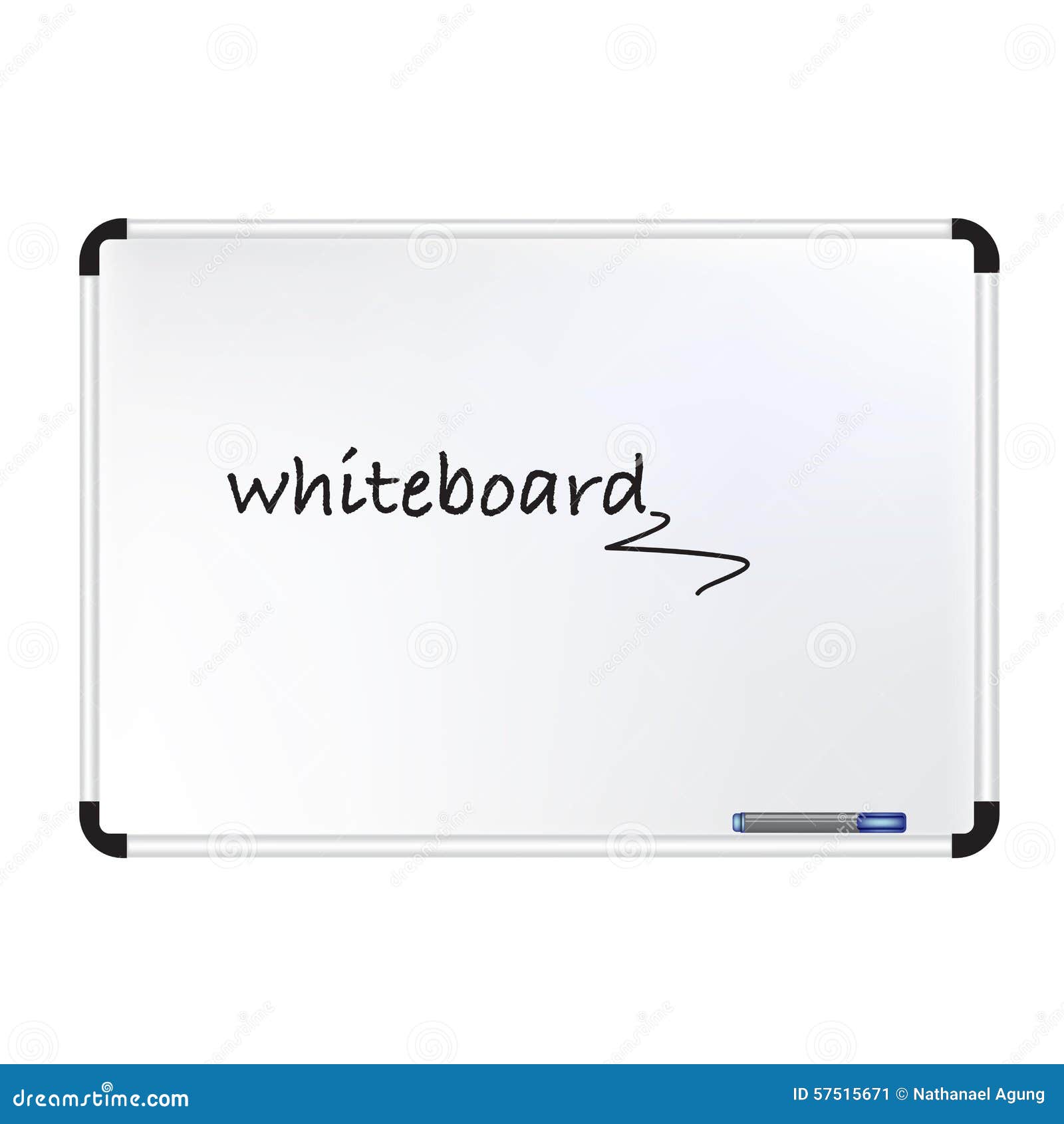 Vector Illustration of White Board with Colored Makers and Eraser Stock ...