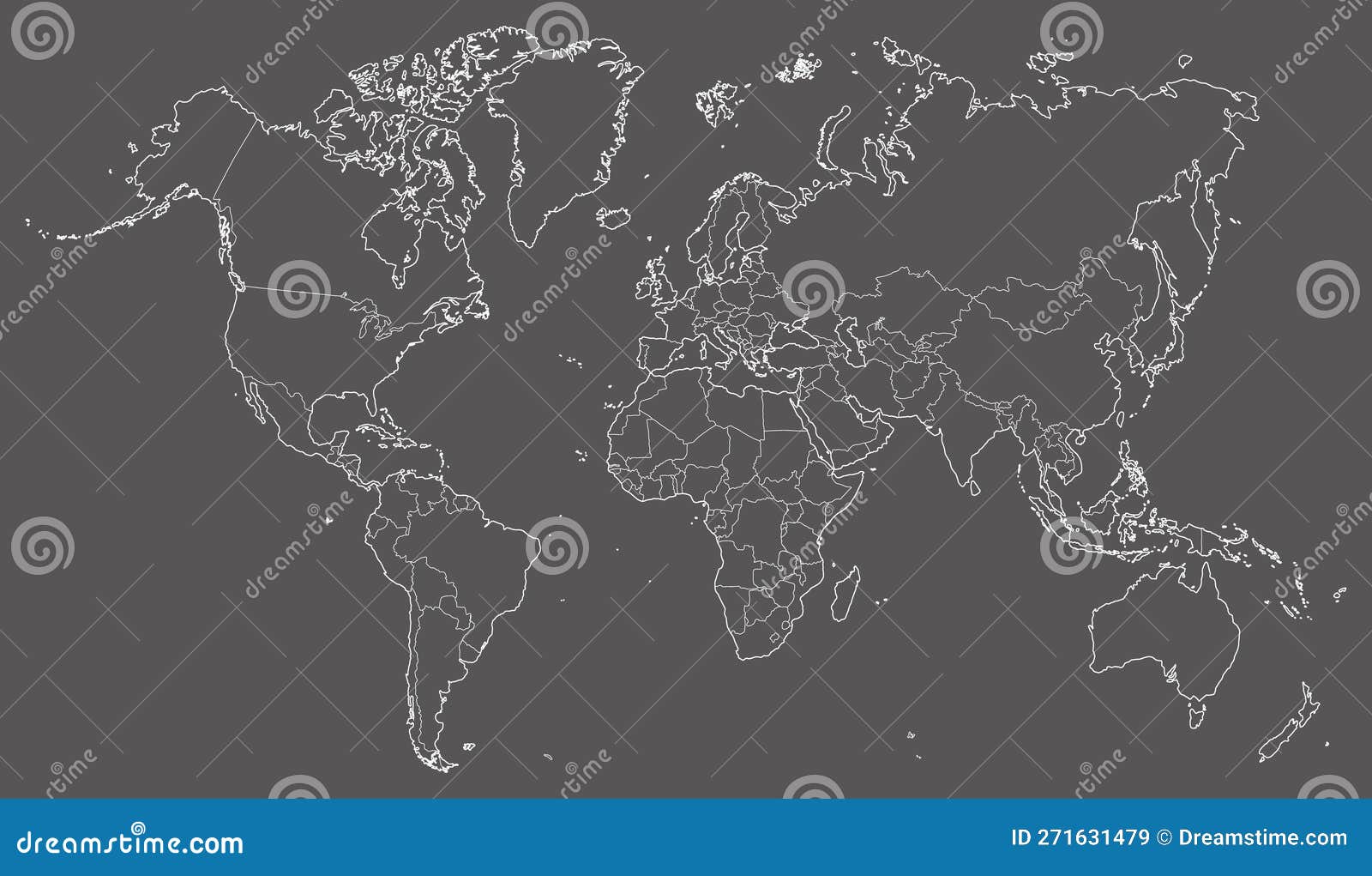 Vector Illustration of White Colored World Map with Political Borders ...