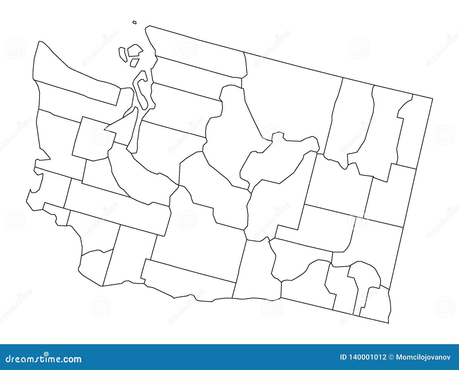 White Counties Map of US State of Washington Stock Vector ...