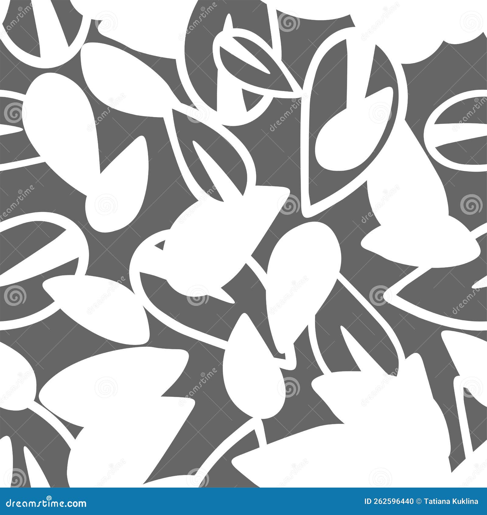 Vector Illustration of White Doodle Leaves Isolated on a Gray ...