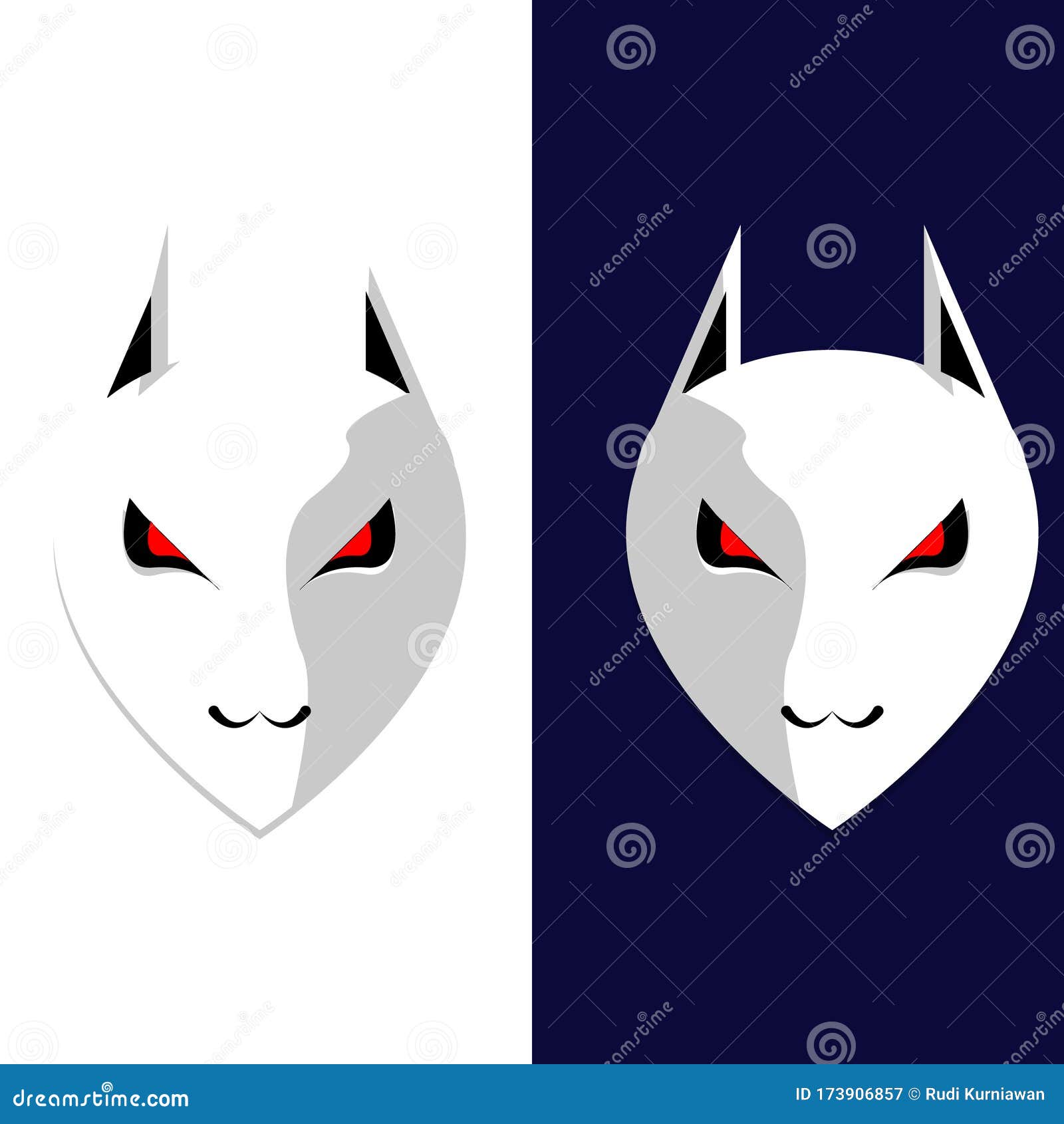 Vector Illustration of a White Fox Mask Stock Vector - Illustration of ...