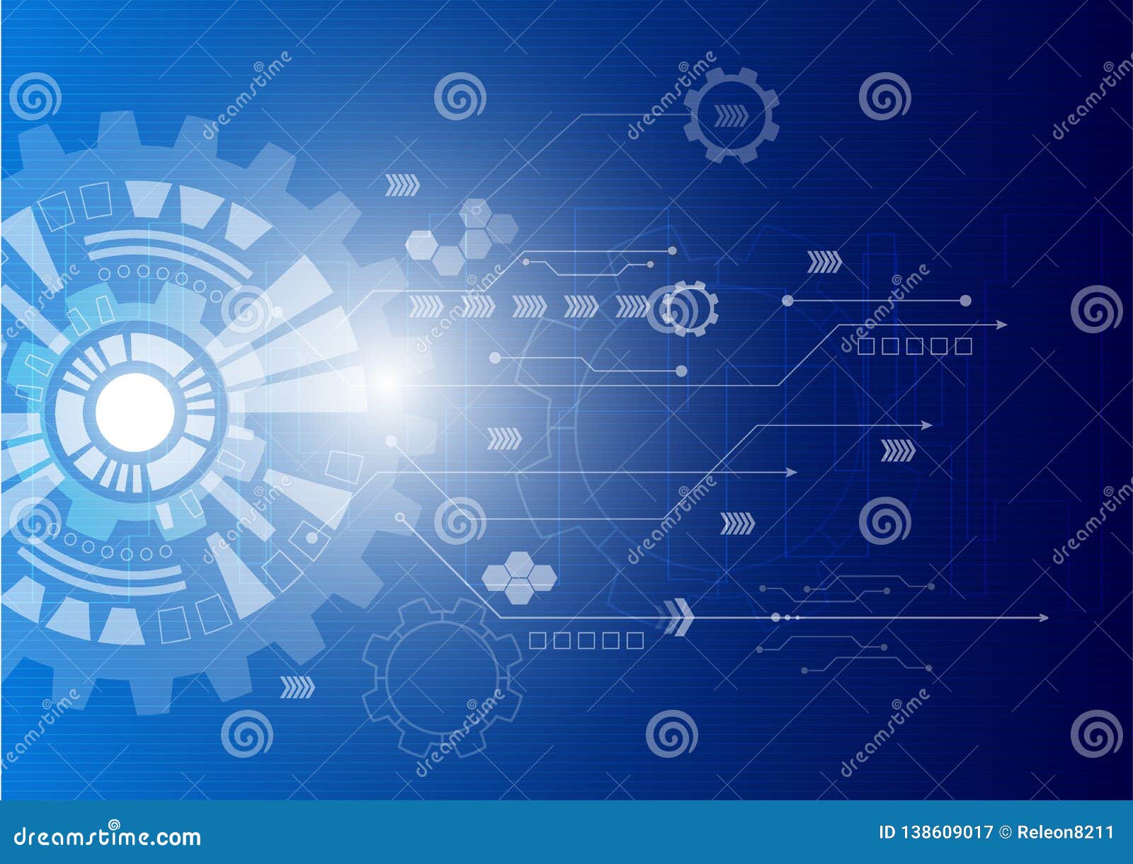 White Gear Wheel on Circuit Board, Hi-tech Digital Technology and ...