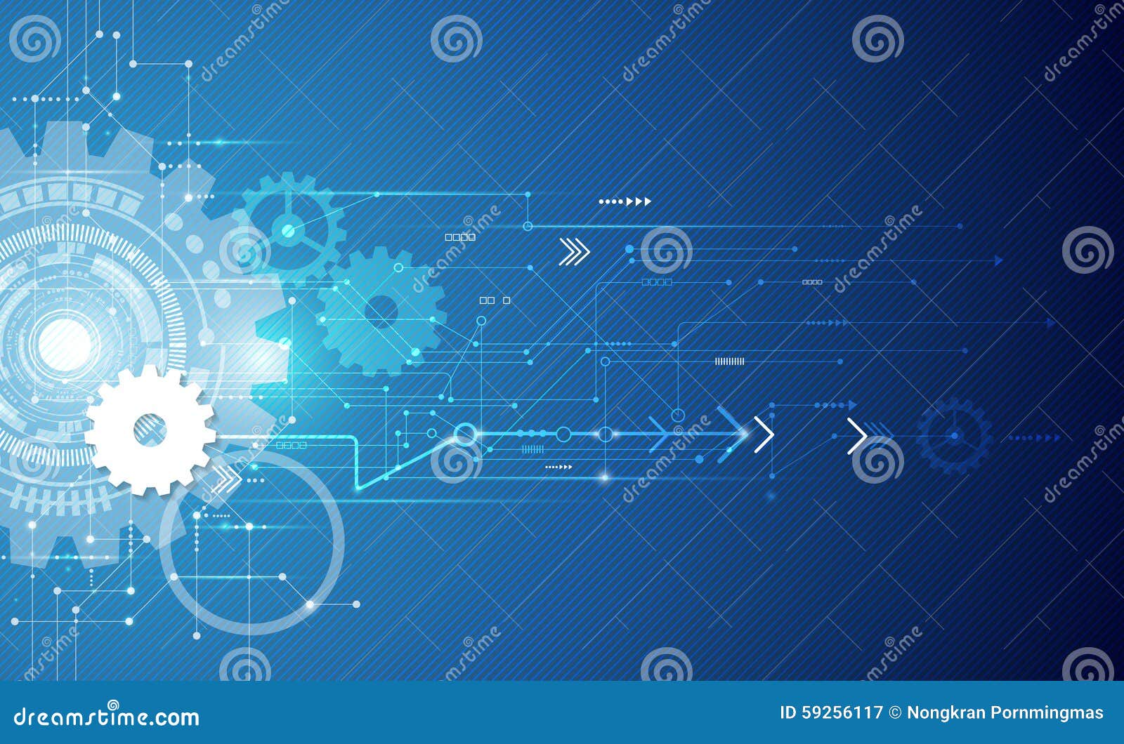 Vector Illustration White Gear Wheel on Circuit Board Stock Vector ...