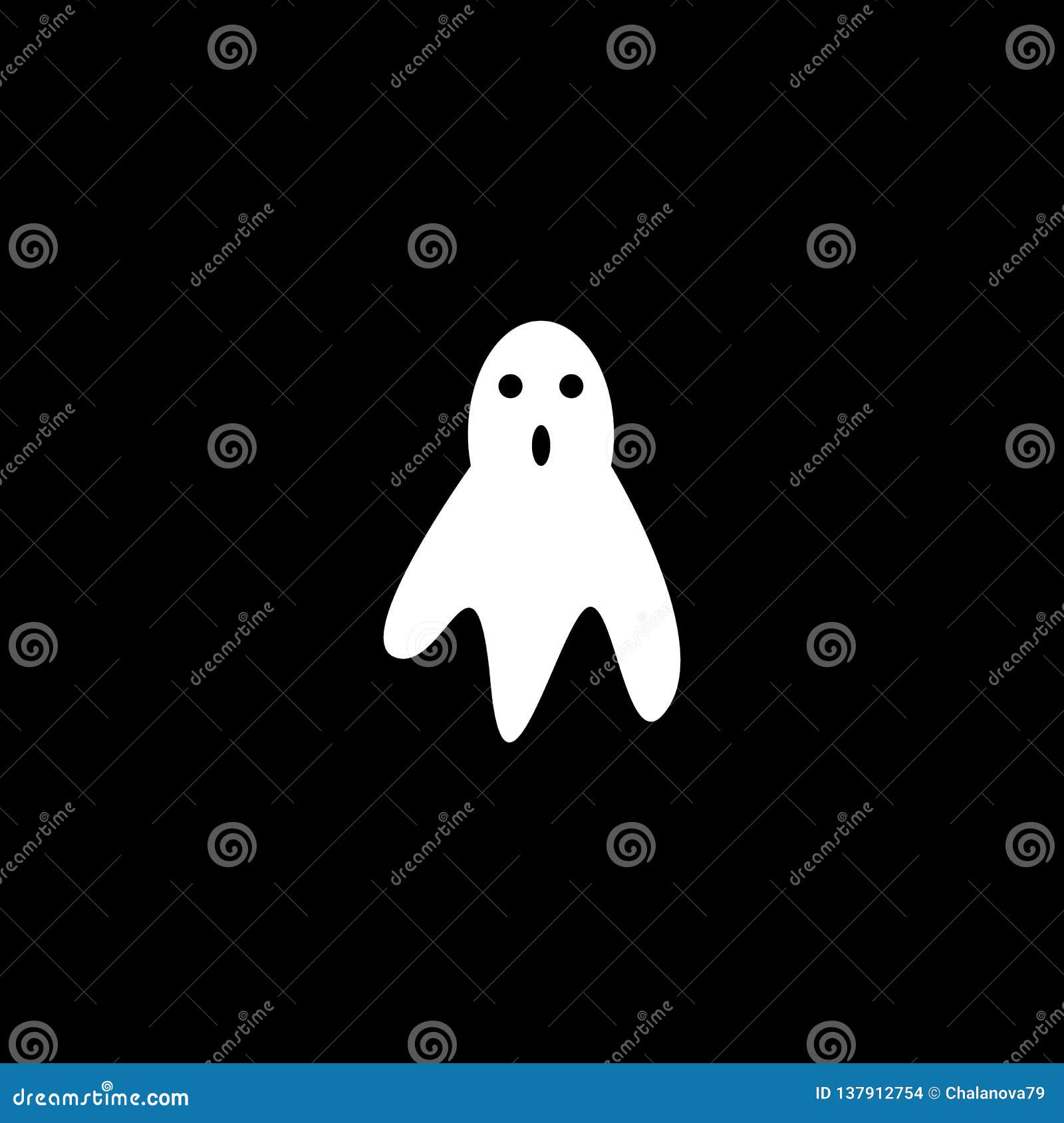 Vector Illustration. White Ghost Icon on Black Background Stock ...