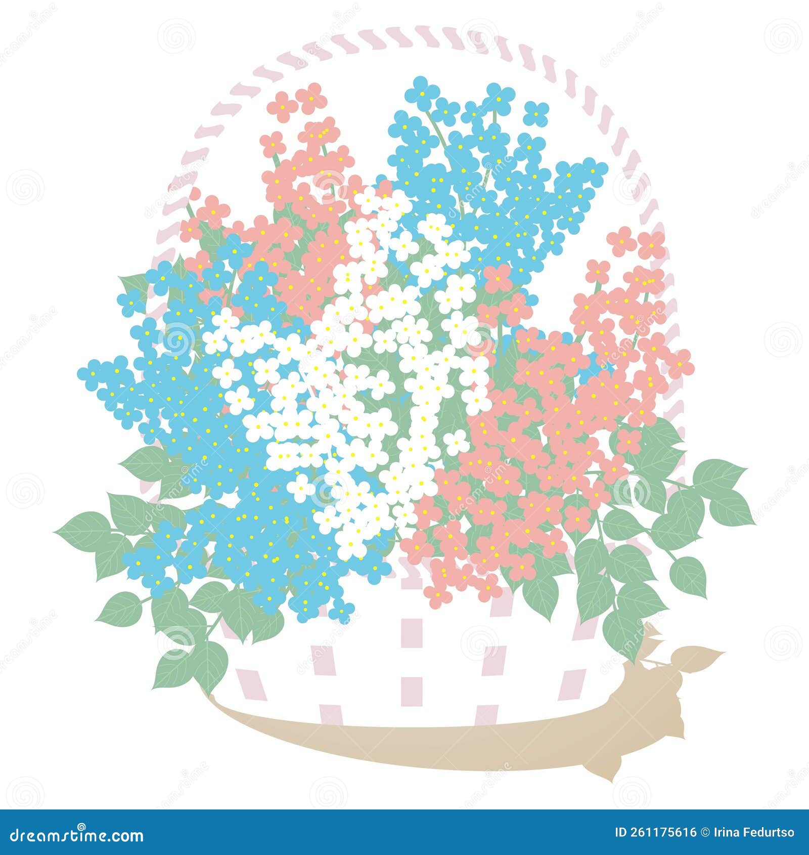 Vector Illustration. White Large Basket with Flowers Stock Vector ...