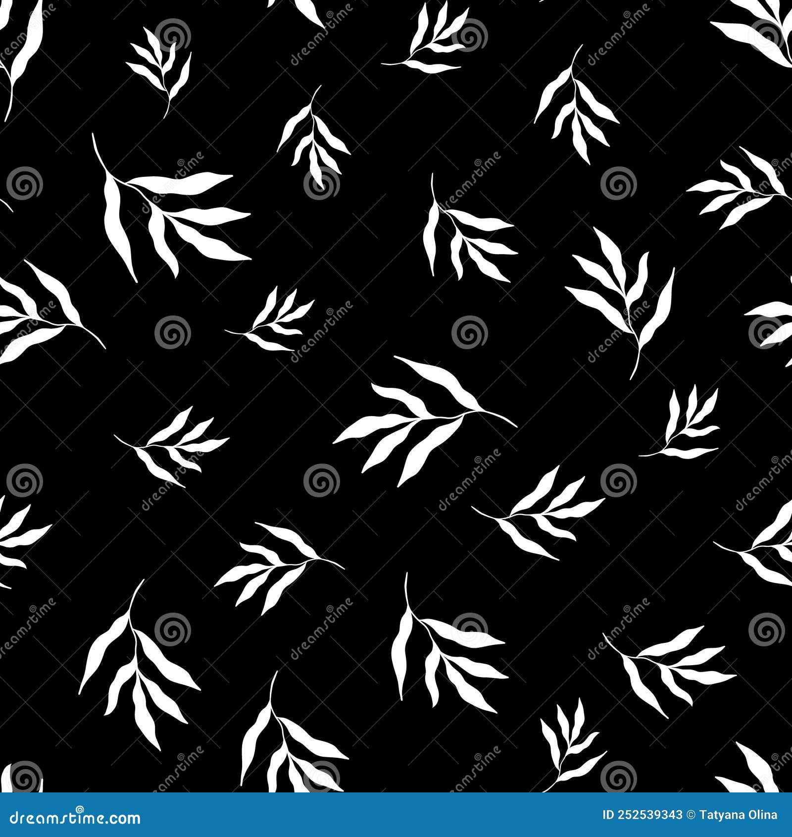 Seamless Pattern of White Tropical Leaves Stock Illustration ...