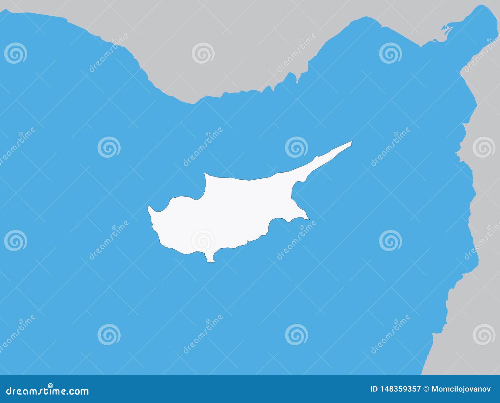 White Map of Cyprus with Surrounding Terrain Stock Vector ...