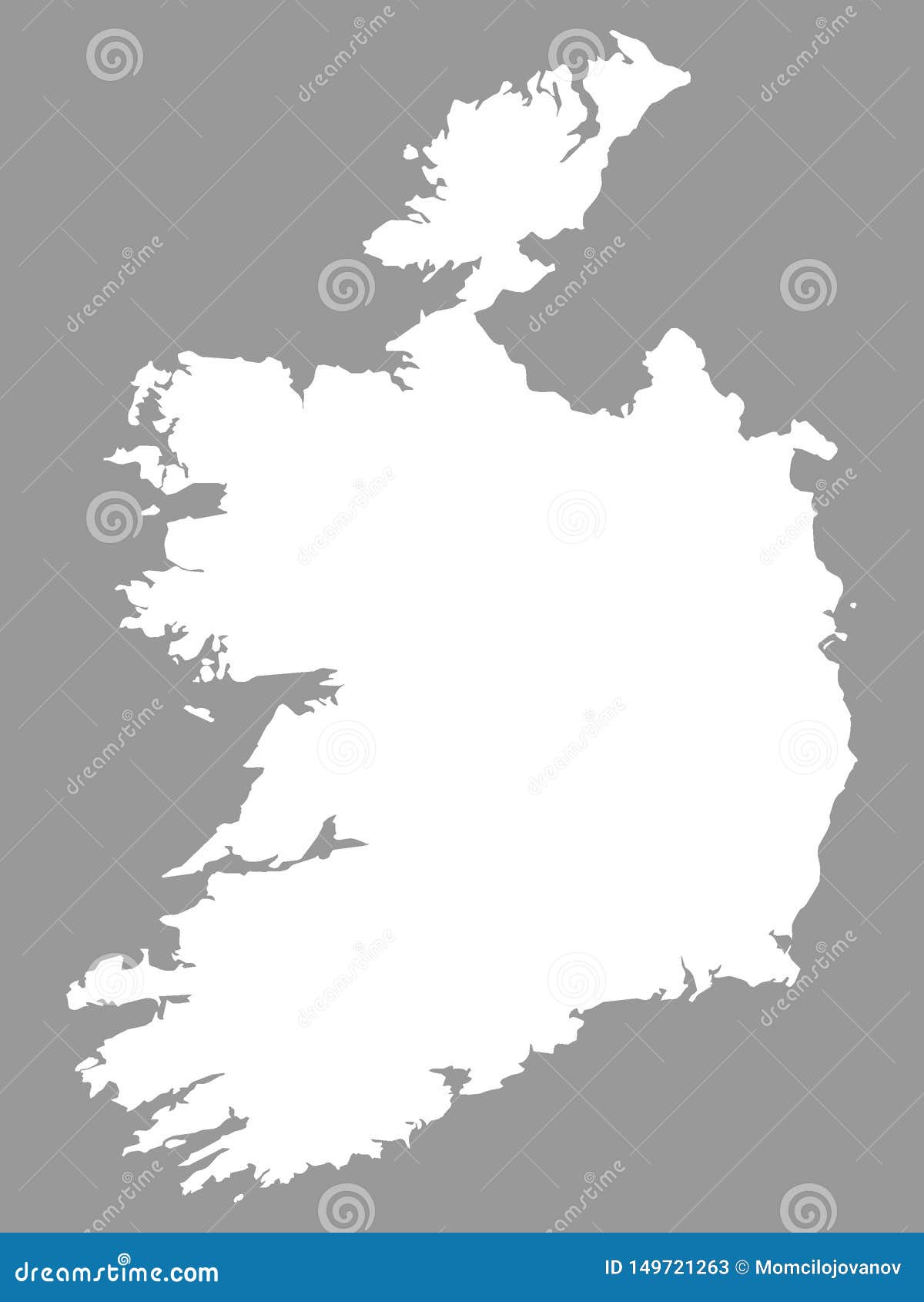 White Map of Ireland on Gray Background Stock Vector - Illustration of ...