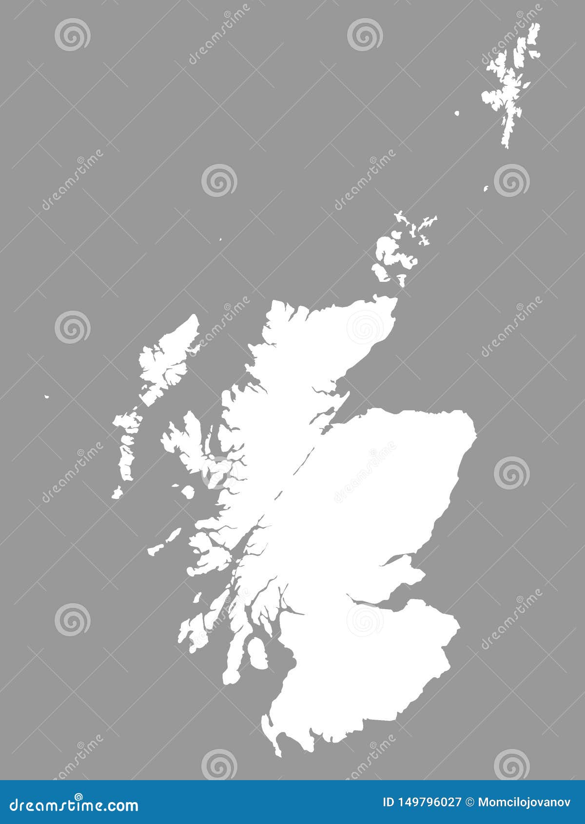 White Map Of Scotland On Gray Background Cartoon Vector | CartoonDealer ...