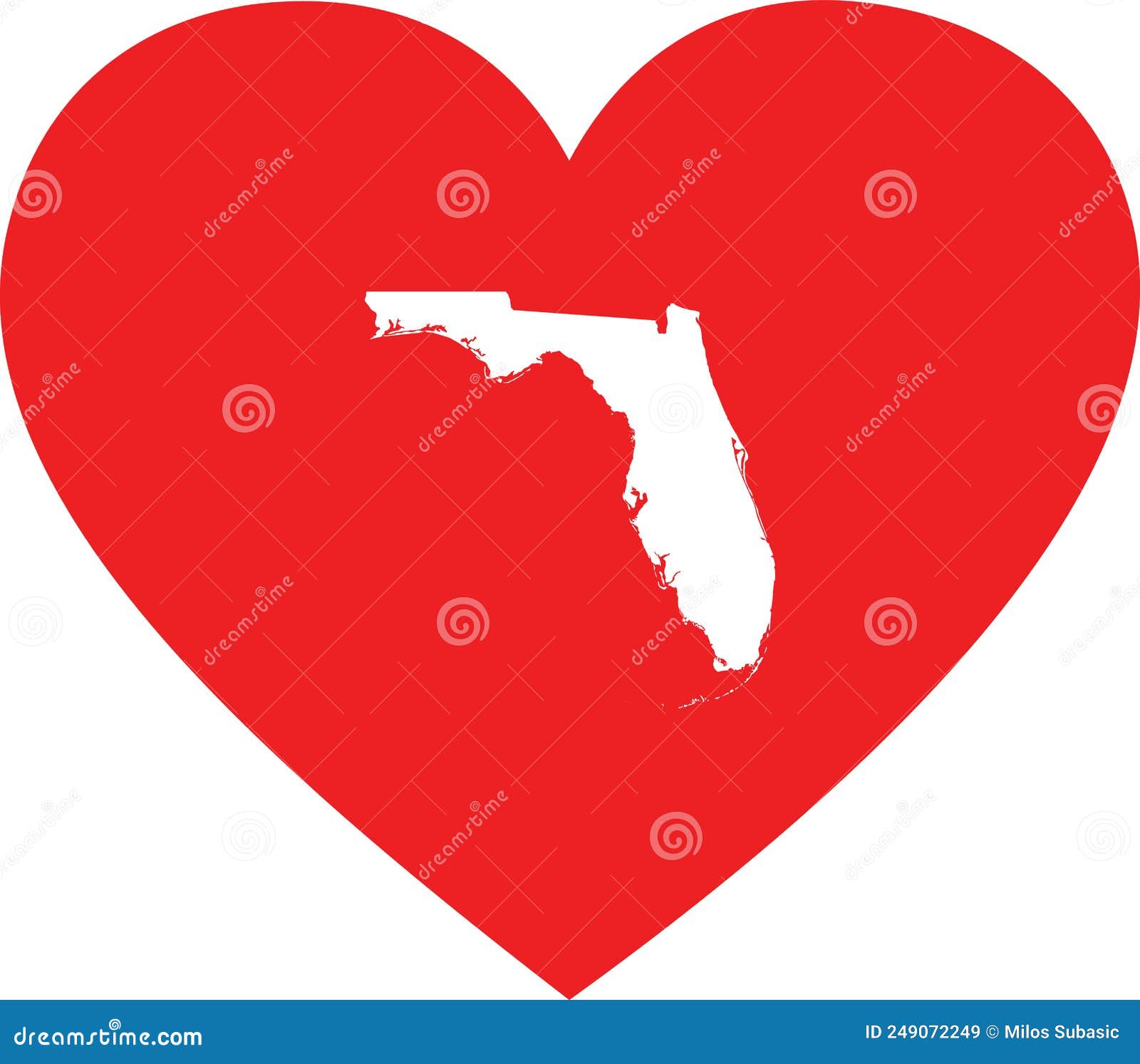 White Map of US Federal State of Florida Inside Red Heart Shape Stock ...