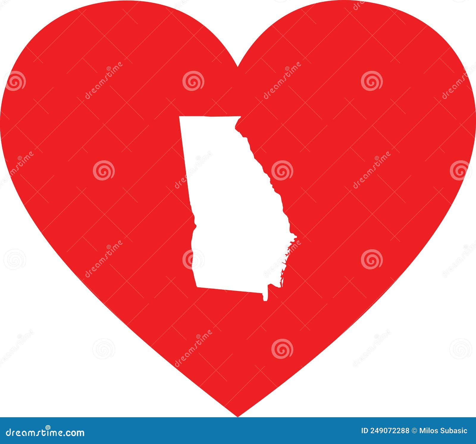 White Map of US Federal State of Georgia Inside Red Heart Shape Stock ...