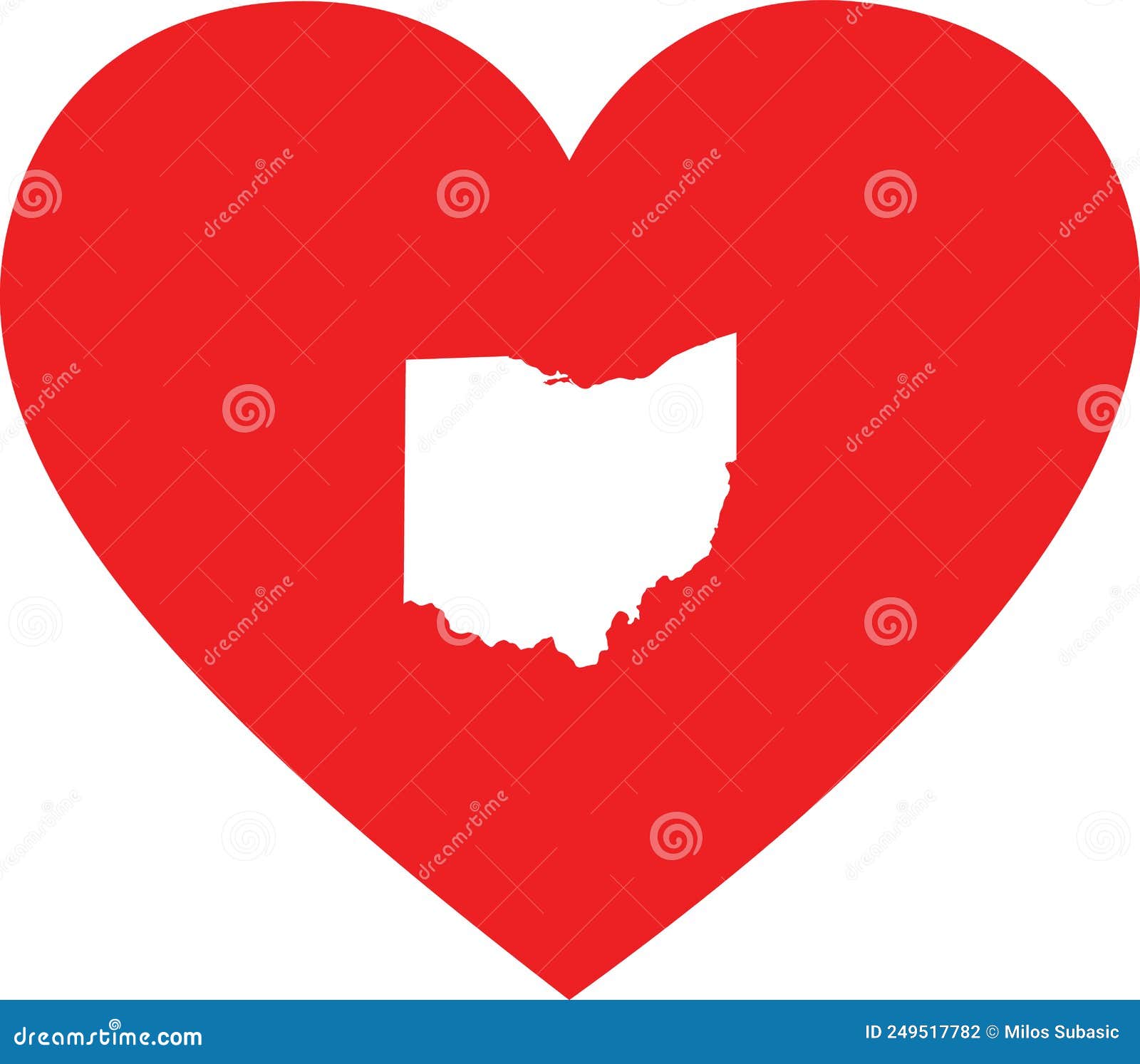 White Map of US Federal State of Ohio Stock Illustration - Illustration ...