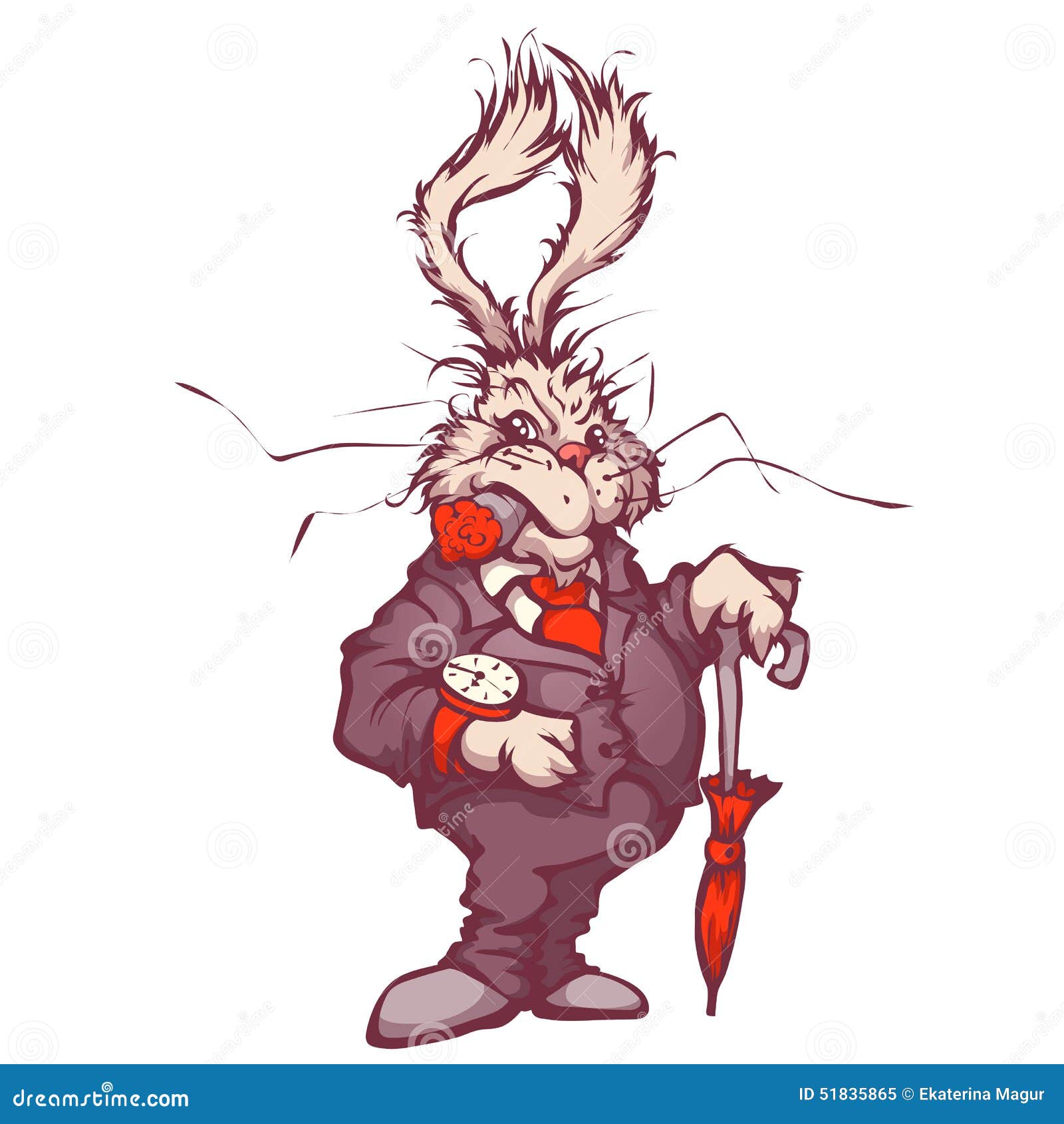 Vector Illustration Of White Rabbit With Clock | CartoonDealer.com ...