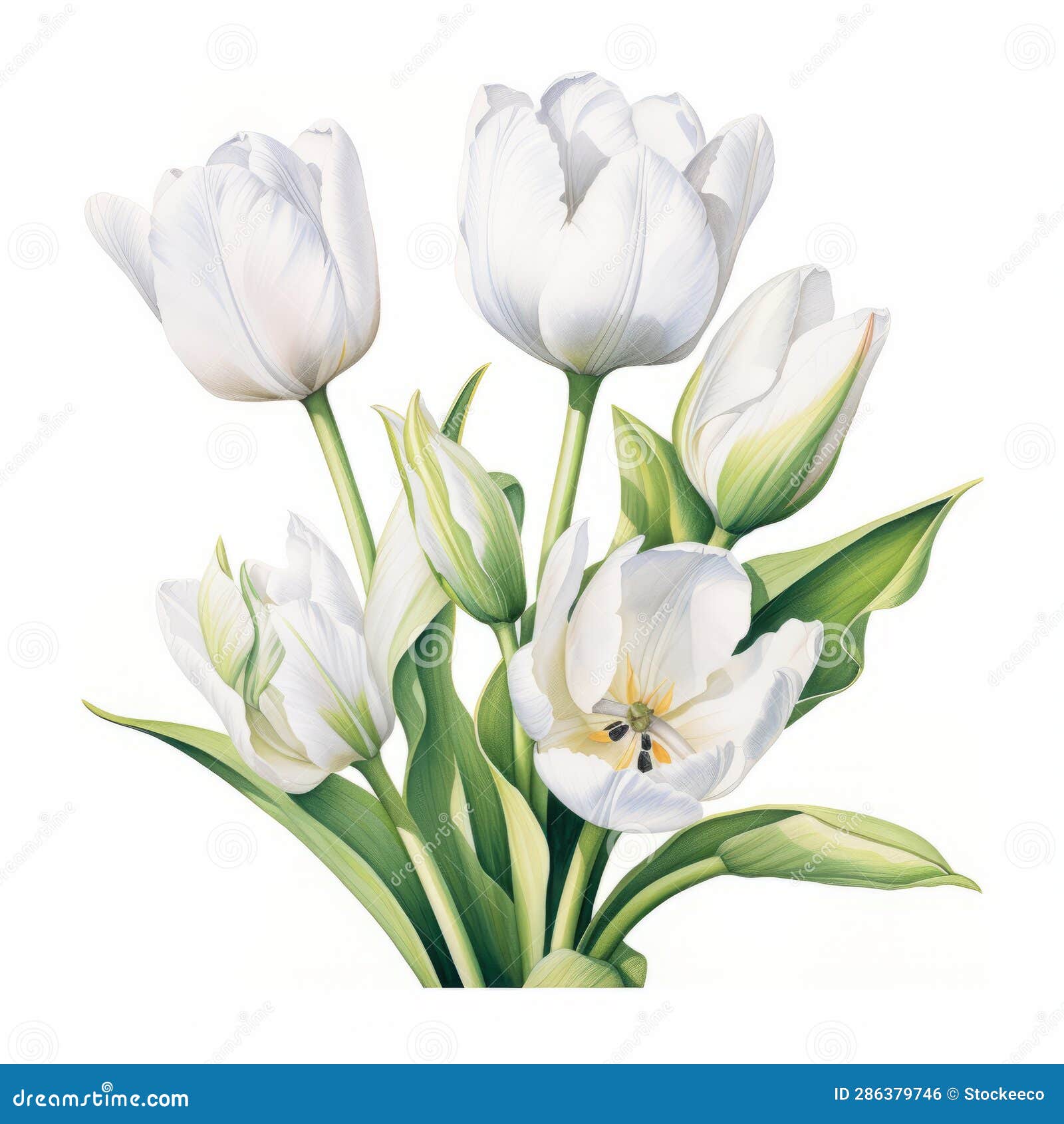 White Tulips Vector Art Graphic Design for Website Stock Illustration ...