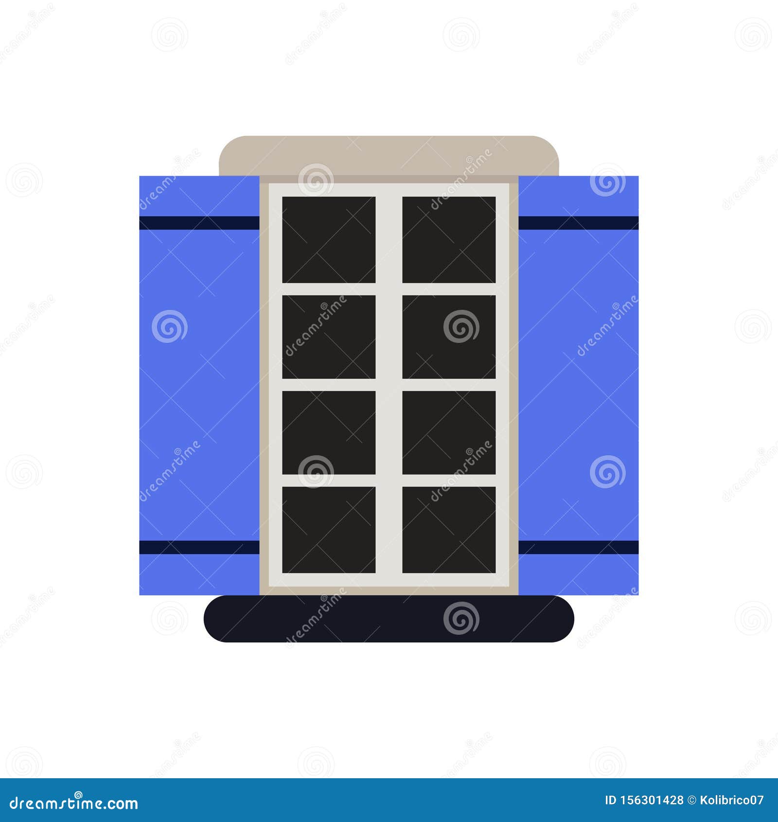 Vector Window with Shutters Stock Vector - Illustration of object ...