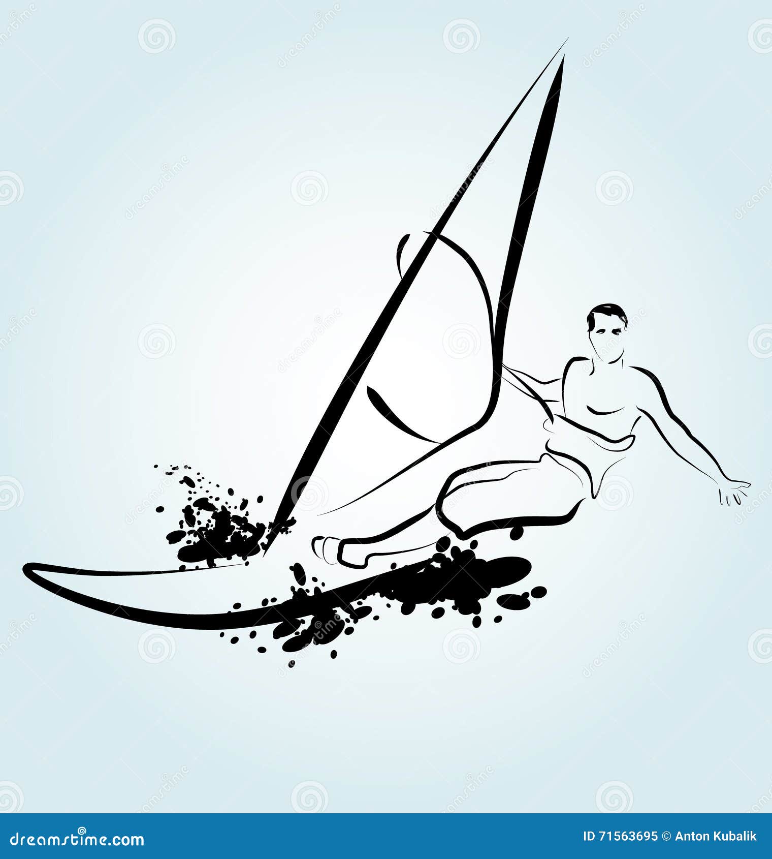 Windsurfer Line Icon, Waterpark Concept, Windsurfing Sign On White ...