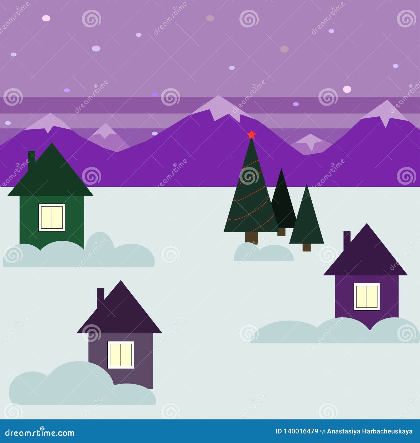 Vector Illustration with Winter House in the Snow Stock Illustration ...