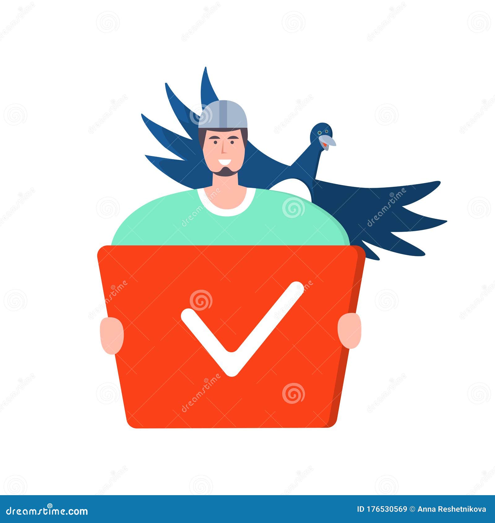 Vector Illustration WithDelivery Man with a Bird Stock Vector ...