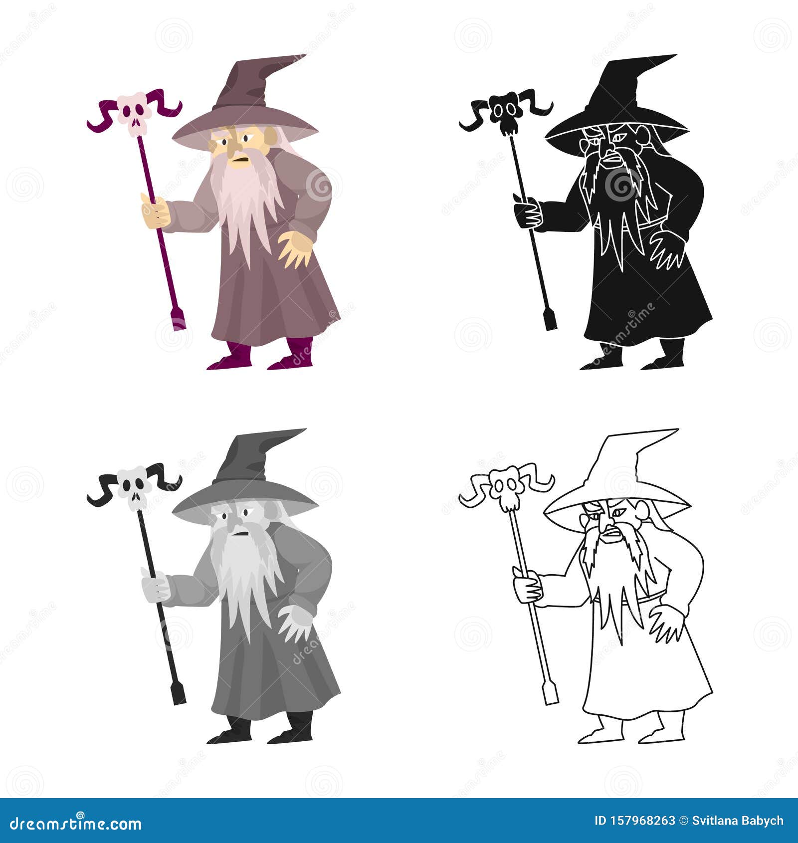 Vector Illustration of Wizard and Sorcerer Sign. Collection of Wizard ...