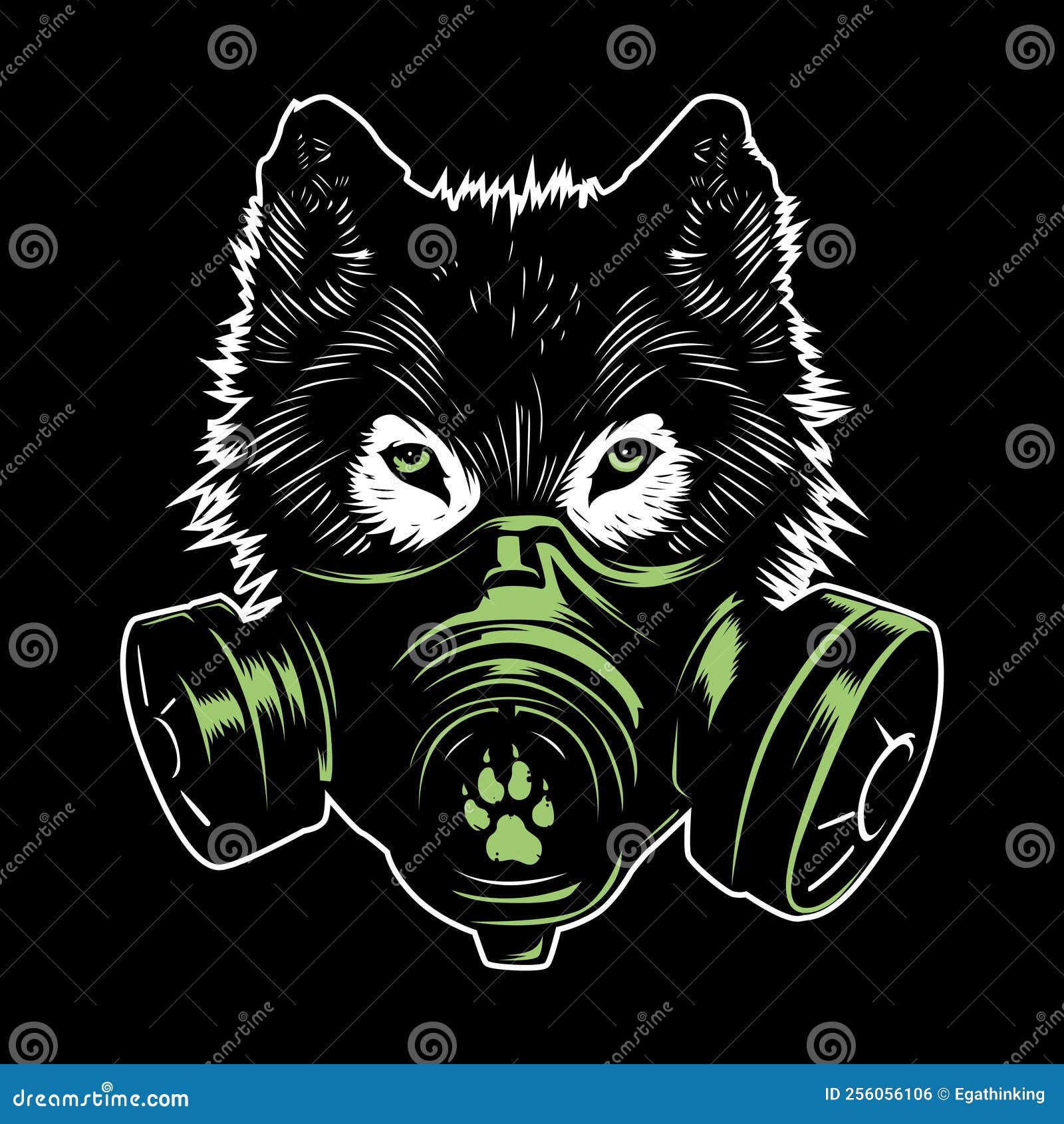 Vector Illustration of a Wolf Head Using a Gas Mask Stock Illustration ...