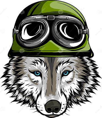Vector Illustration of Head Wolf with Helmet Stock Vector ...