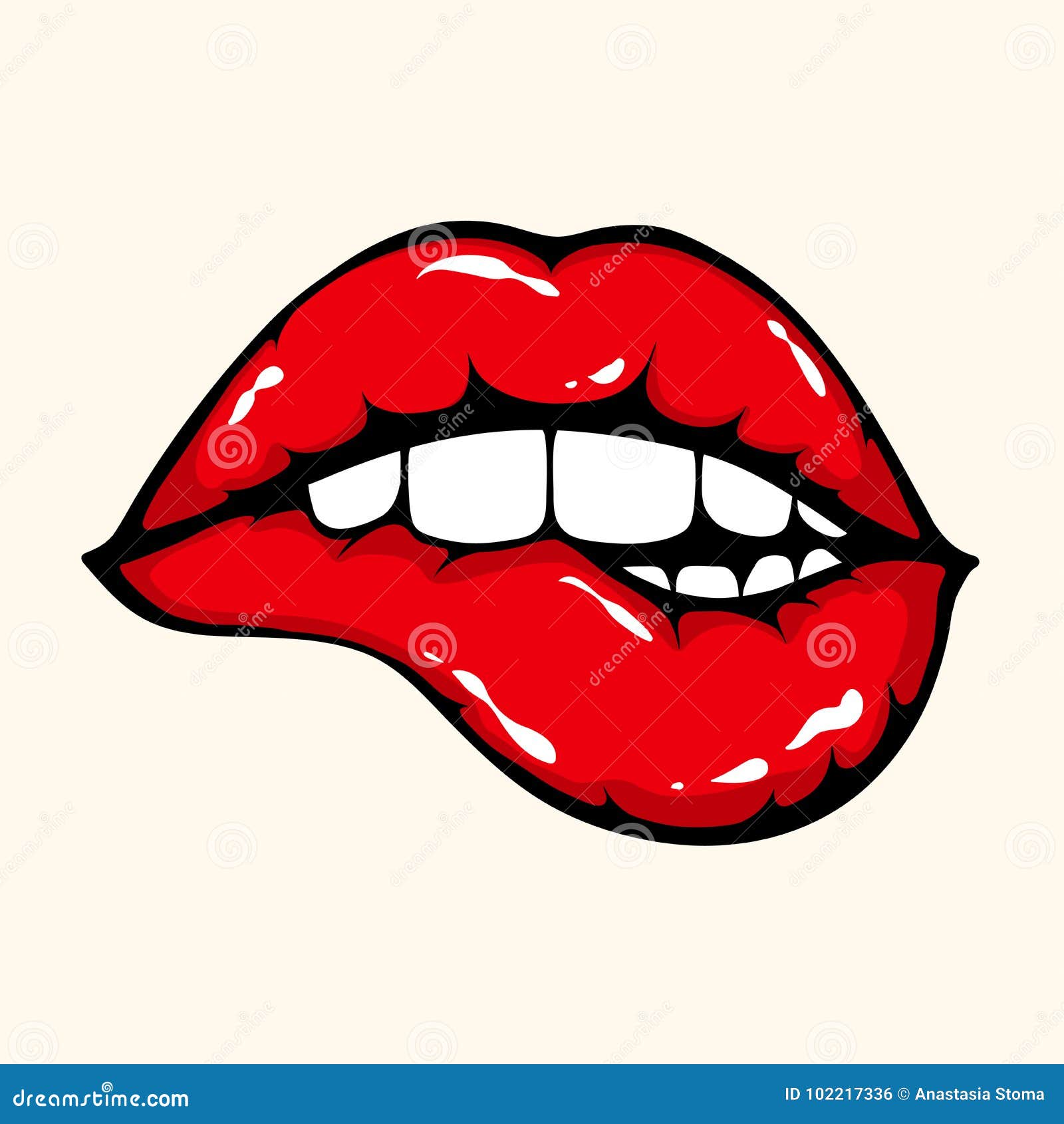 Lips biting stock vector. Illustration of females, emotion - 102217336