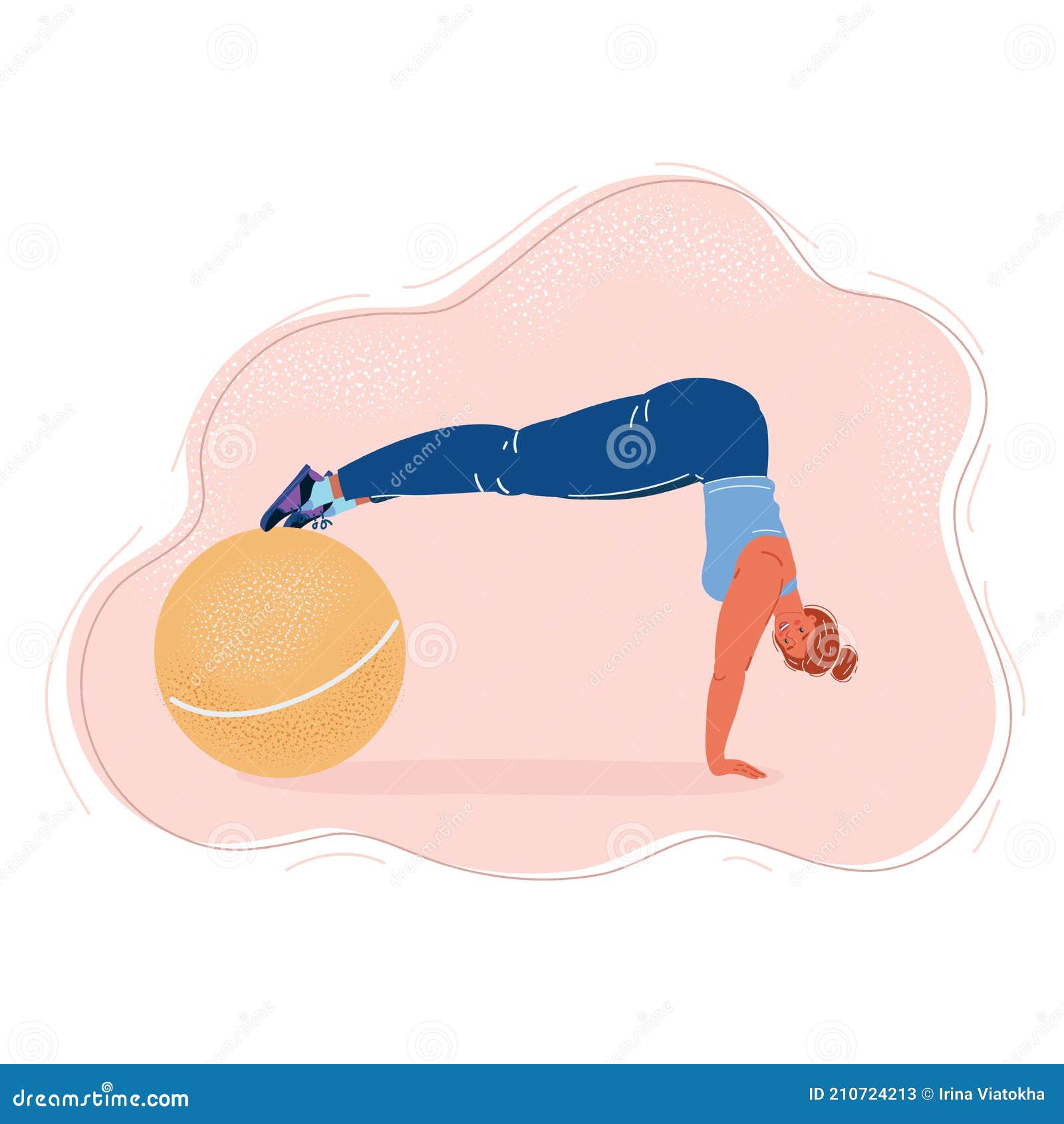 Vector Illustration of Woman Doing Exercise with Big Ball Stock Vector ...