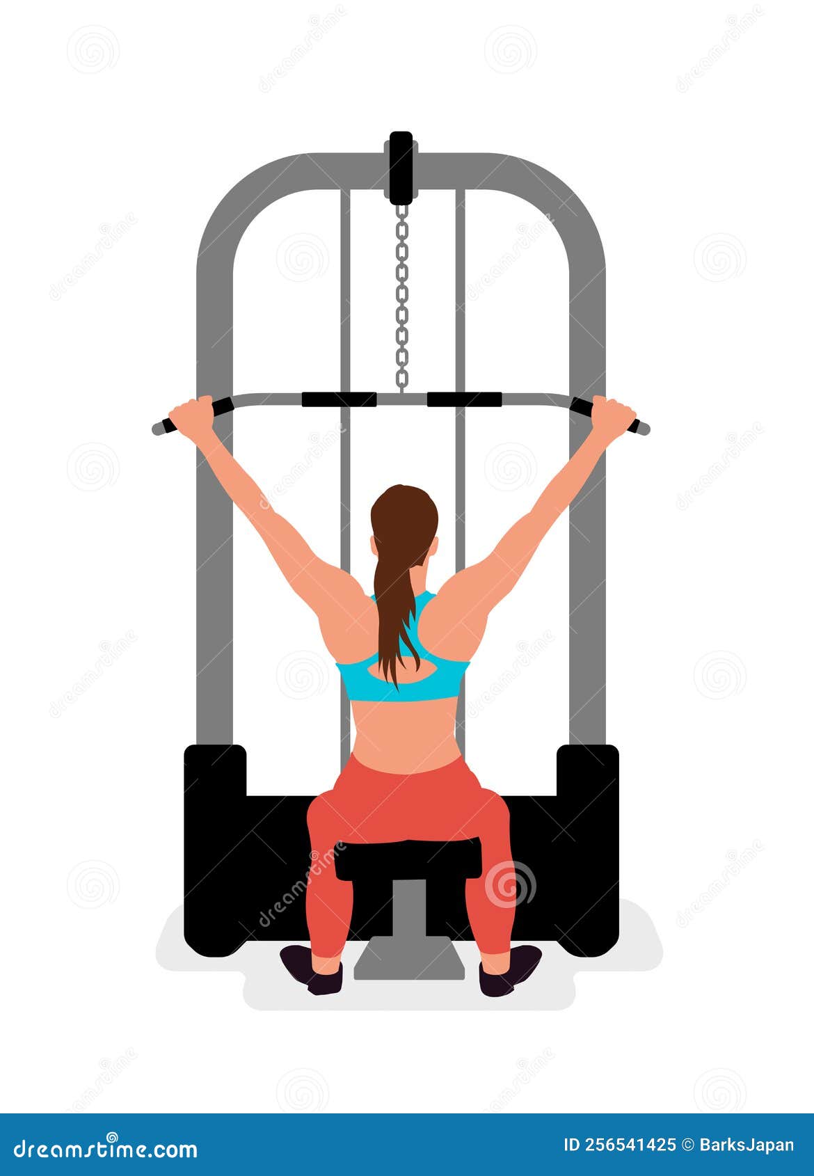 Man Doing Lat Pulldown Pull Ups Exercise. Vector Illustration ...