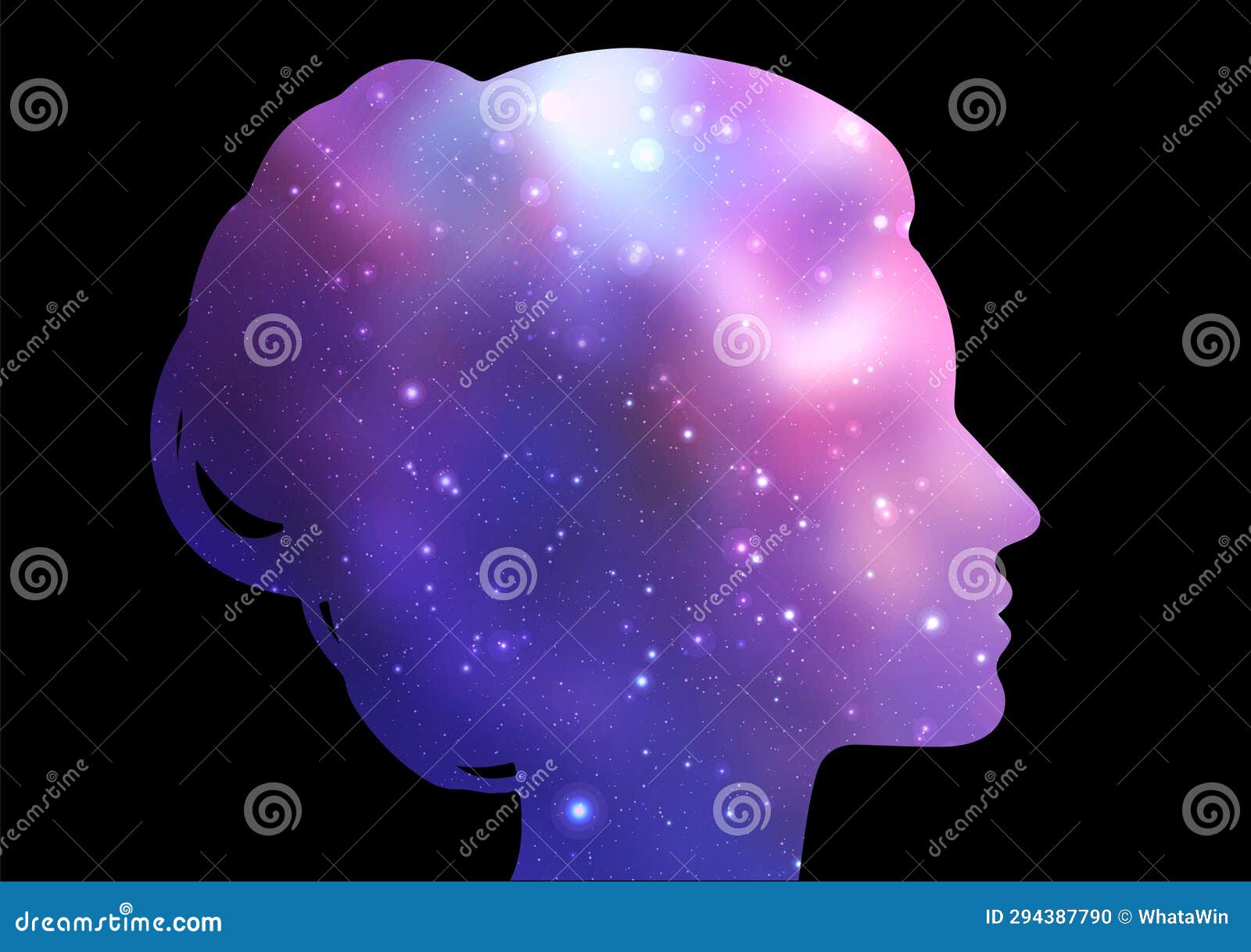 Vector Illustration of Woman Head with Starry Space. Cosmic ...