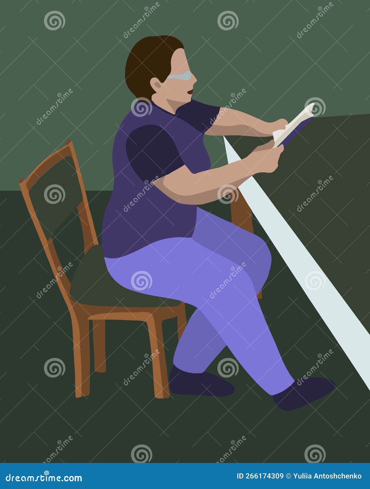 A Woman Reading at the Table. Stock Vector - Illustration of hand ...