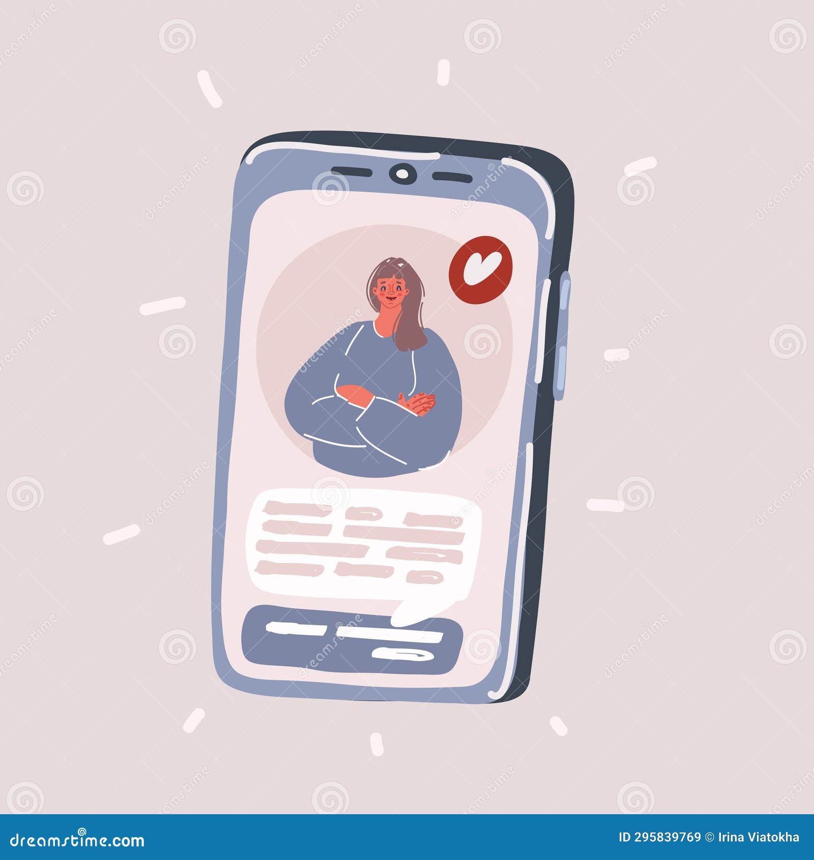Vector Illustration of Woman on Screen of Phone Stock Illustration ...