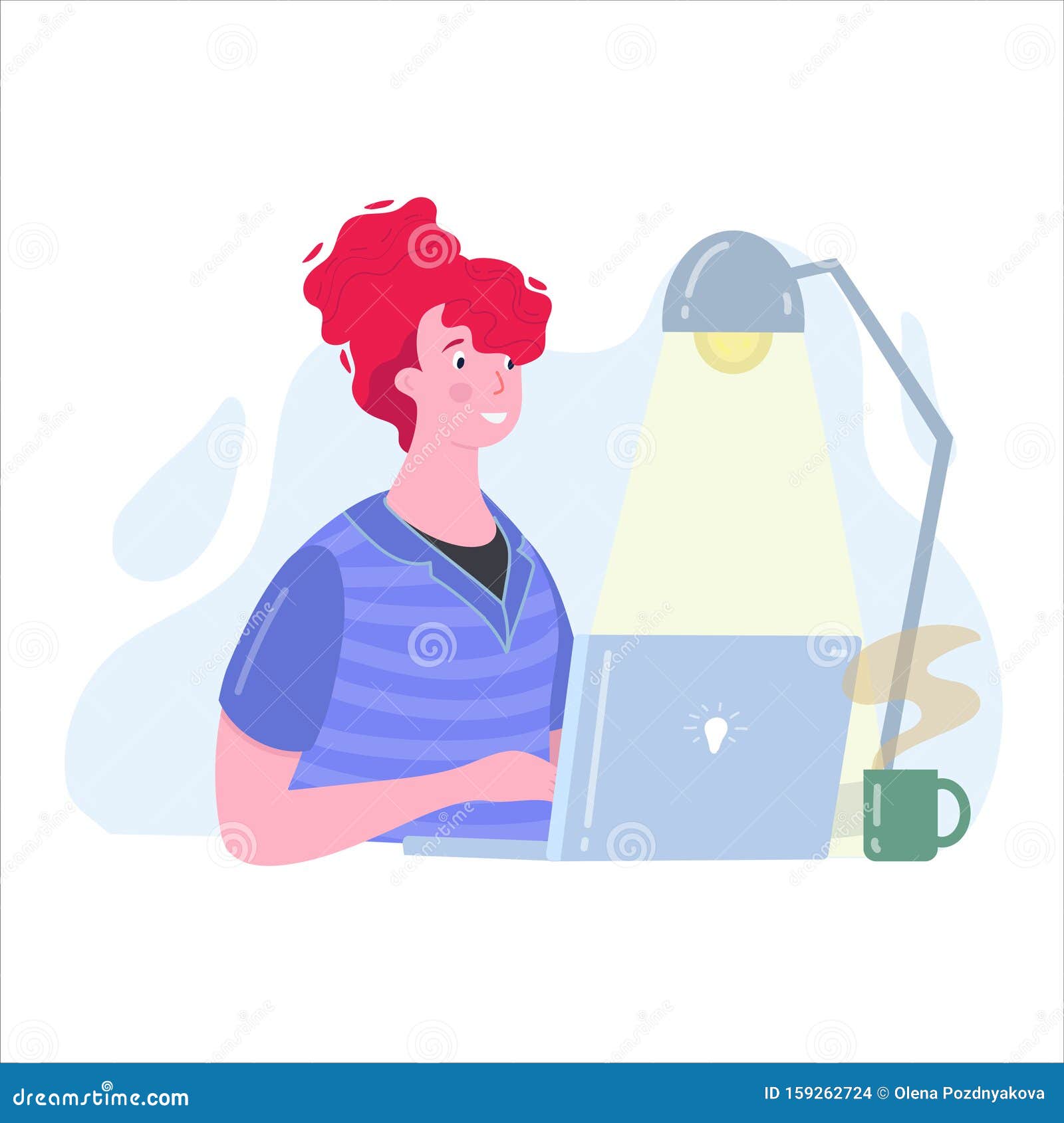 Woman Sitting in Front of the Computer and Working Stock Vector ...