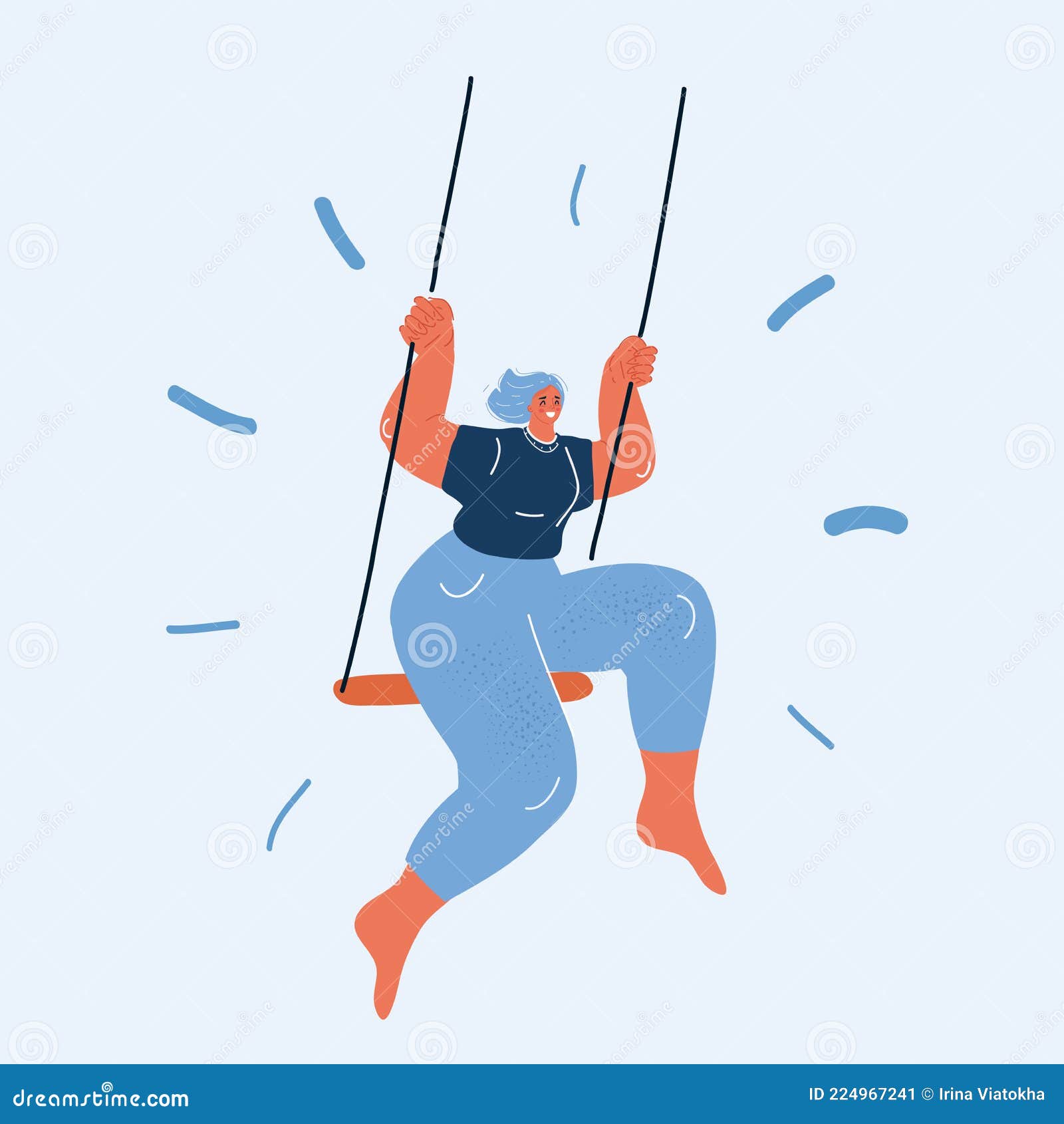 Vector Illustration of Woman on a Swing Stock Vector - Illustration of ...