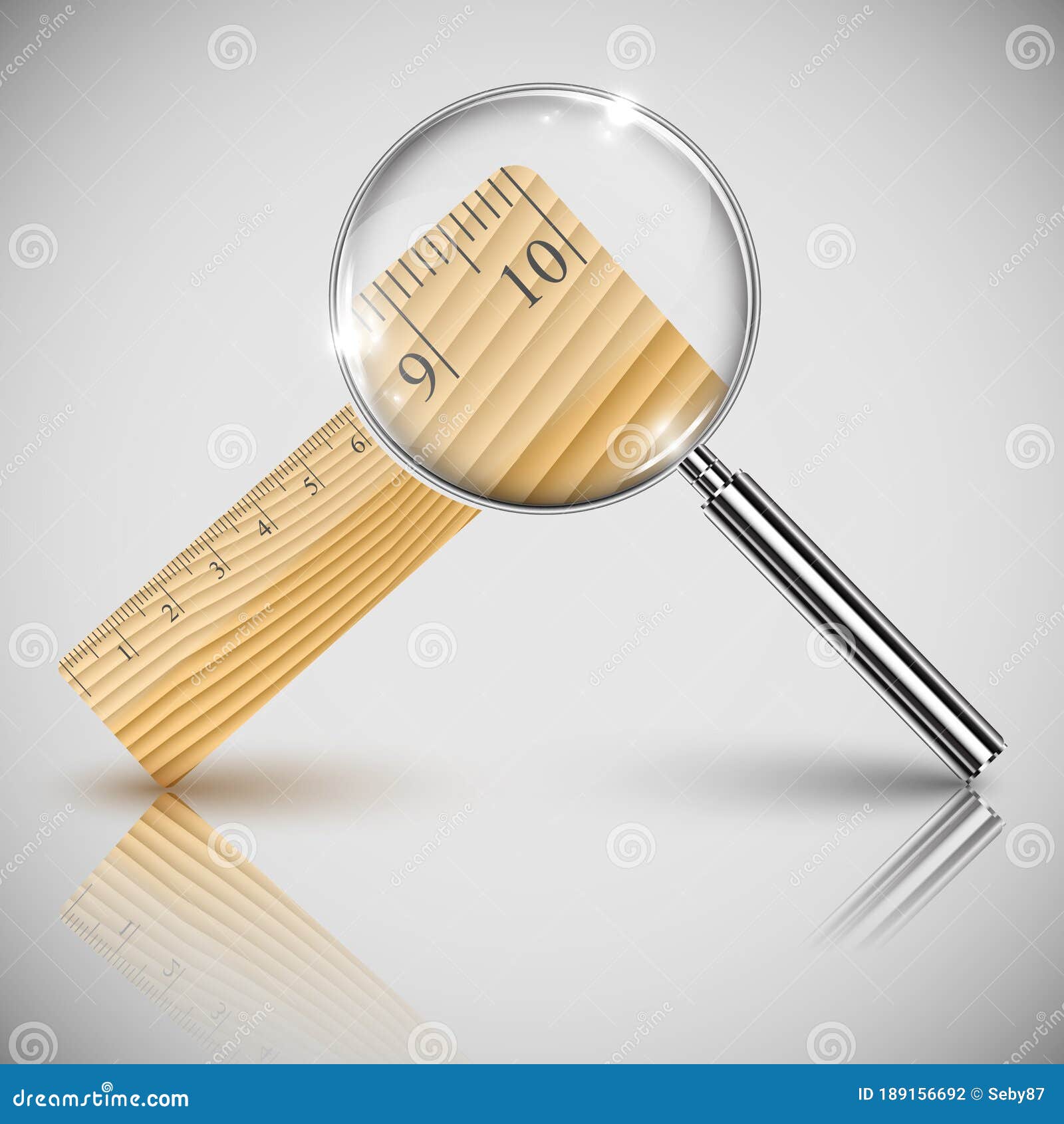 Vector Illustration of Wood Ruler and a Magnifier Stock Vector ...