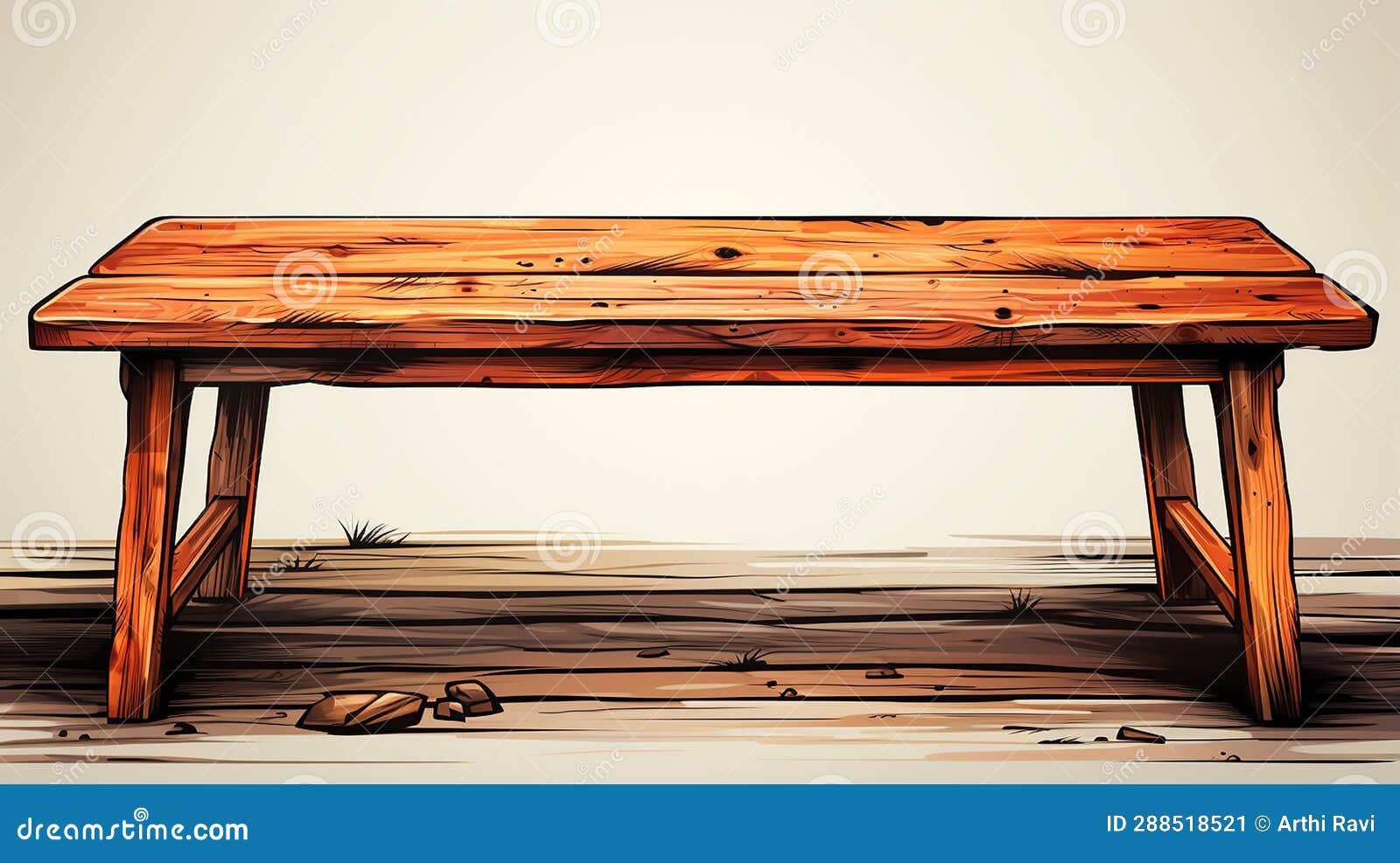 Vector Illustration of Wooden Bench Stock Illustration - Illustration ...